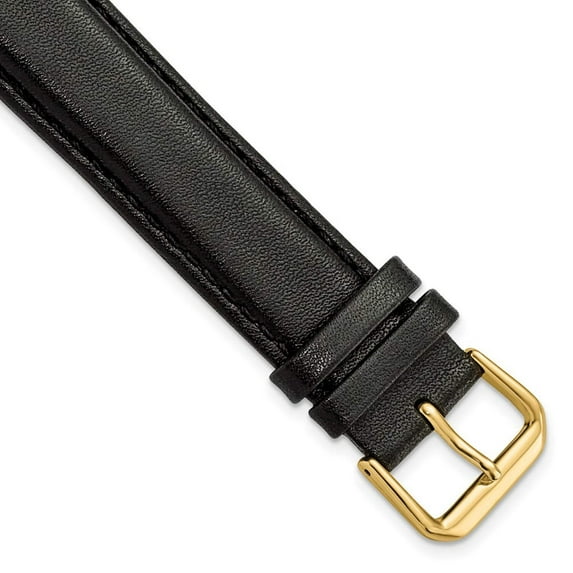 DeBeer 20mm Extra Long Black Smooth Leather with Gold-tone 9.5 inch ...