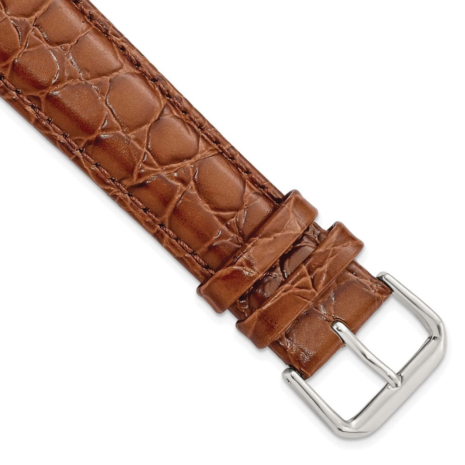 DeBeer 20mm Havana Alligator Grain Leather with Silver-tone Buckle 7.5 ...
