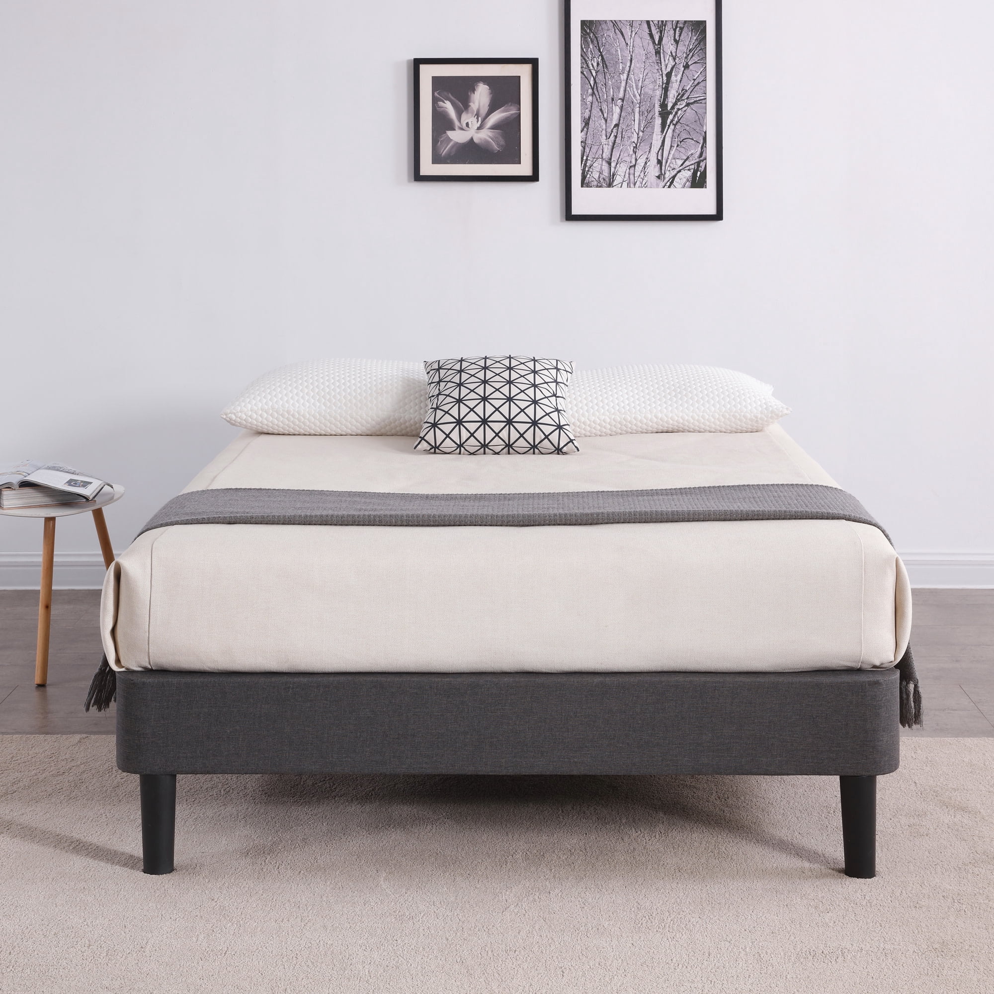DeCoro Claridge Upholstered Platform Bed | Metal Frame with Wood Slat ...