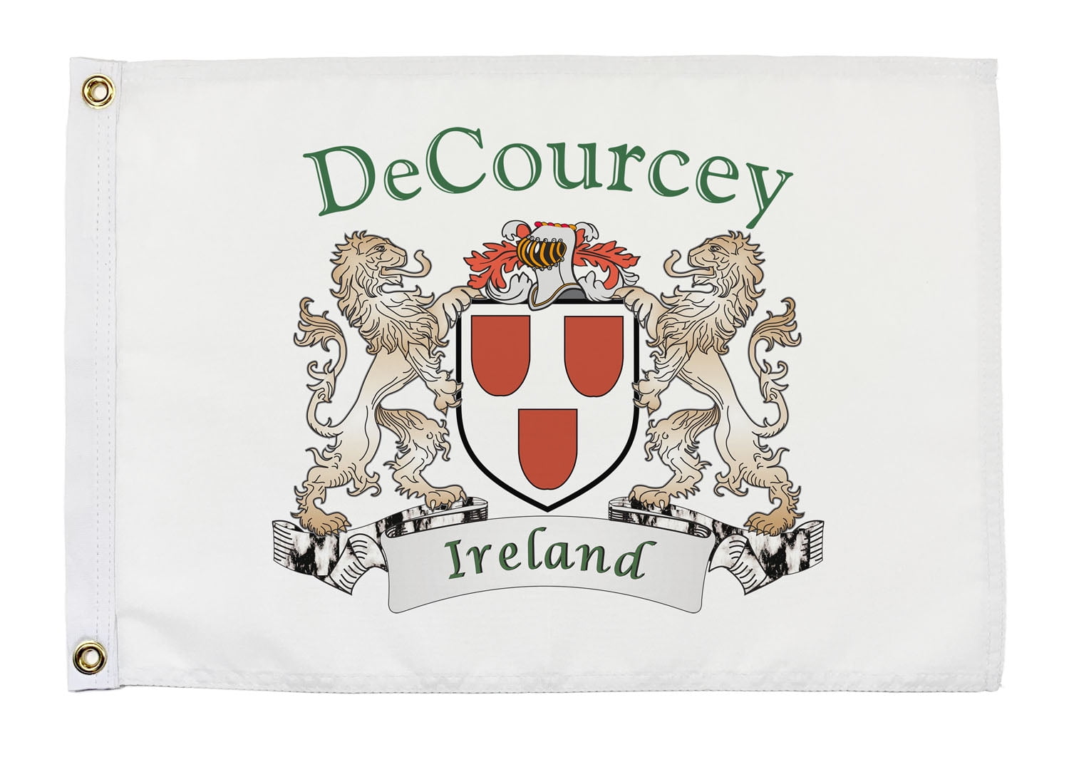 DeCourcey Irish Coat of Arms Small White Flag - 16"x10.5" inches ...