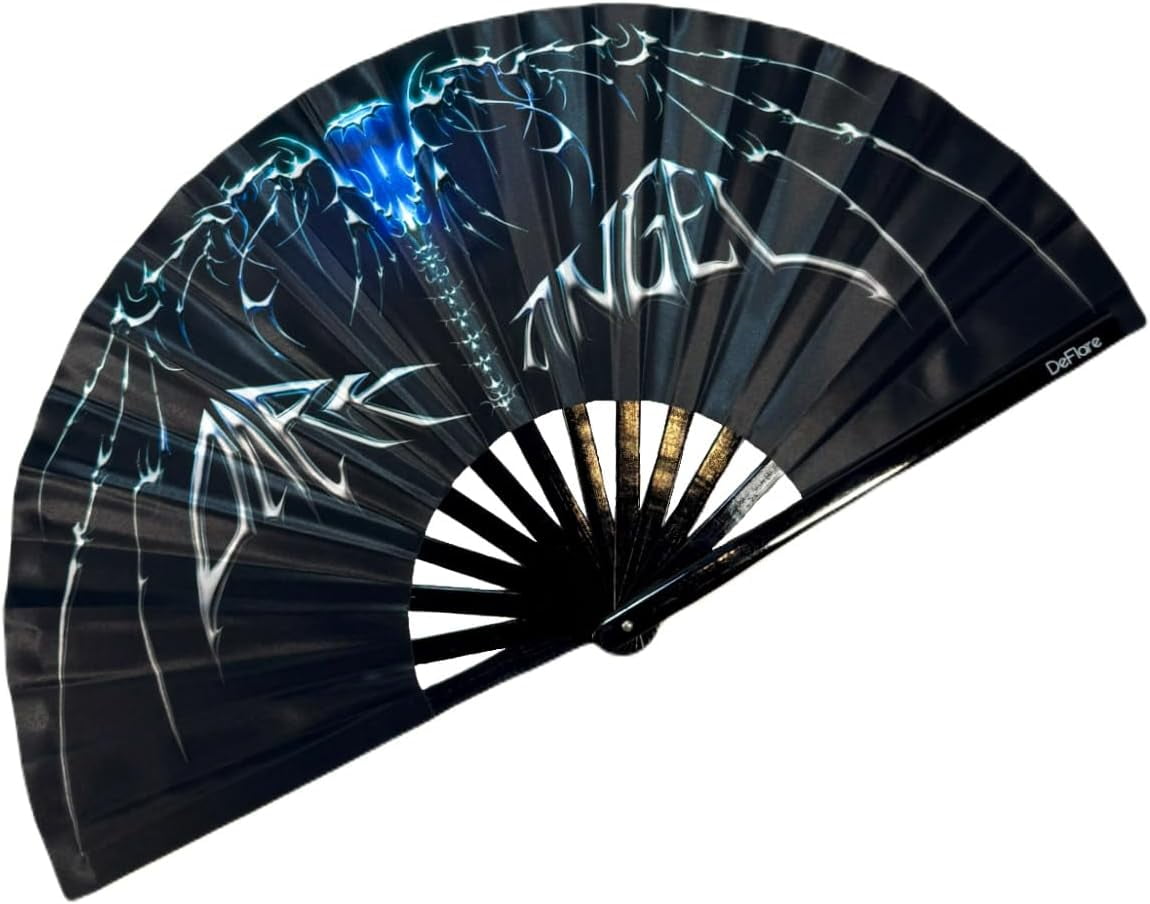 DeFlare | Chrome Y2K Rave Fan | Dark & Edgy Fan | Large Hand Fan ...