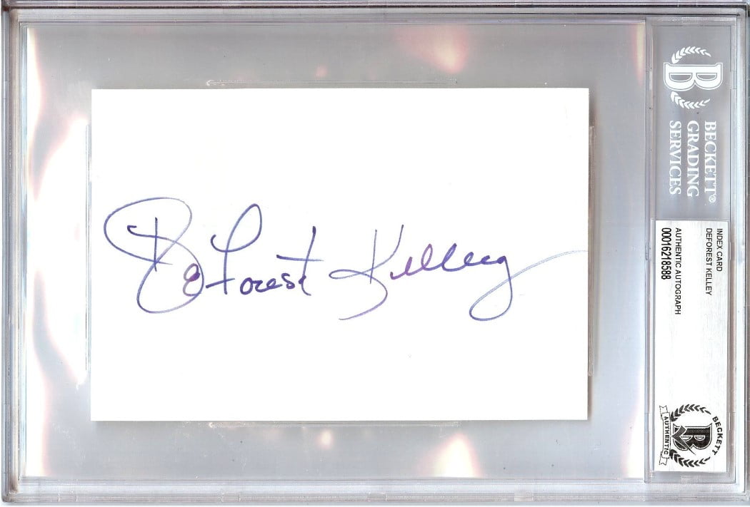 DeForest Kelley Signed Autographed Index Card Star Trek Bones BAS ...