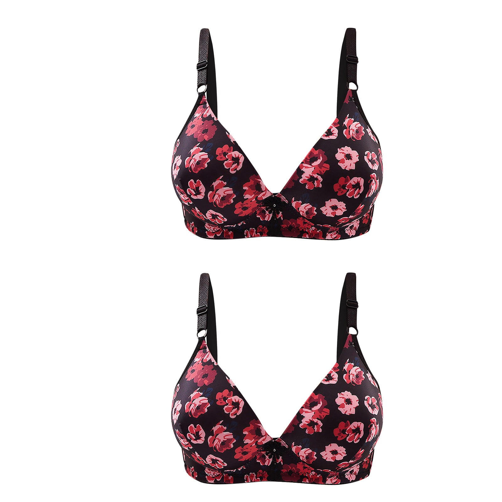 DeHolifer 2 Pcs Womens Bras Underwire Floral Print No Steel Ring ...