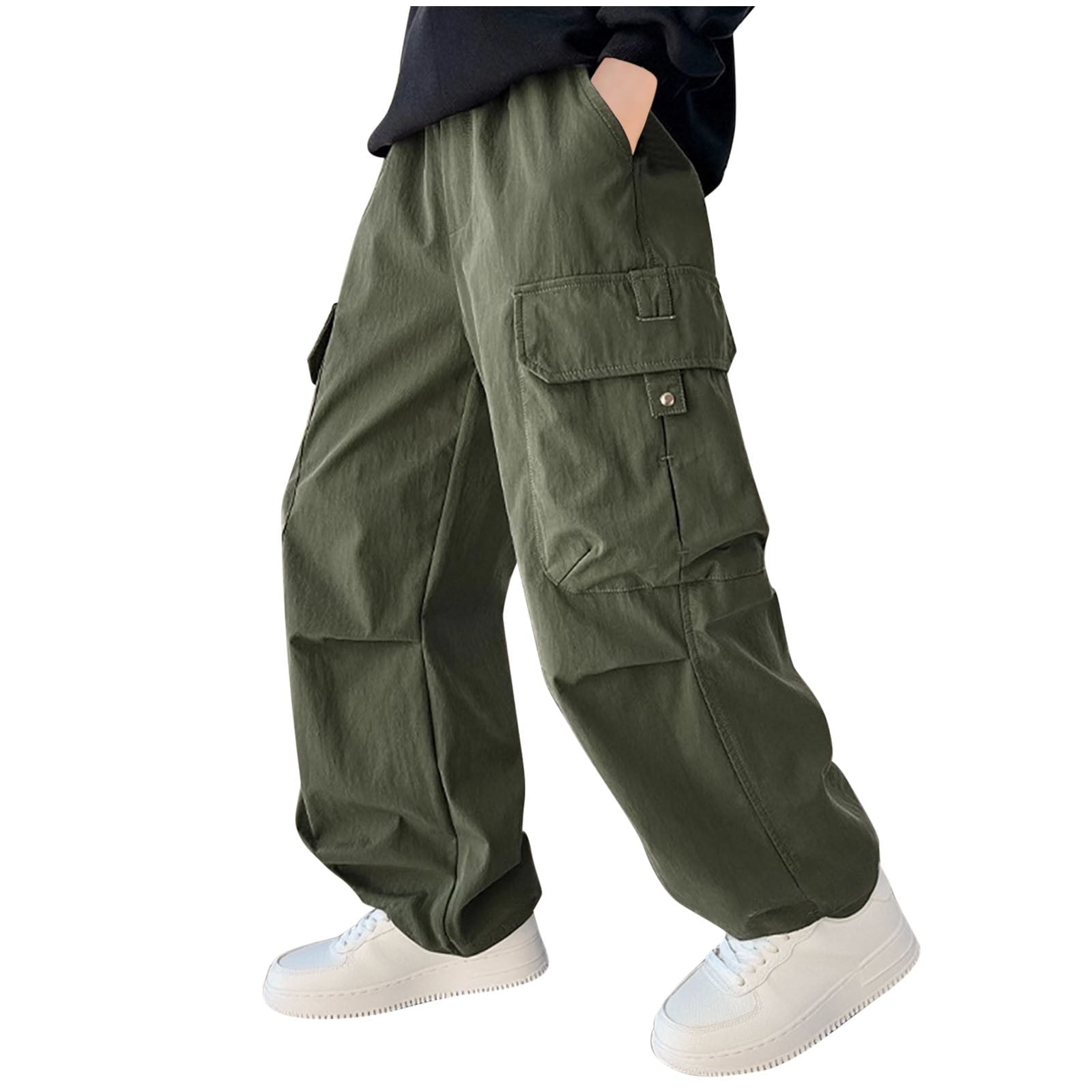 DeHolifer Boys' Pants Elastic Waisted Drawstring Breathable Straight ...