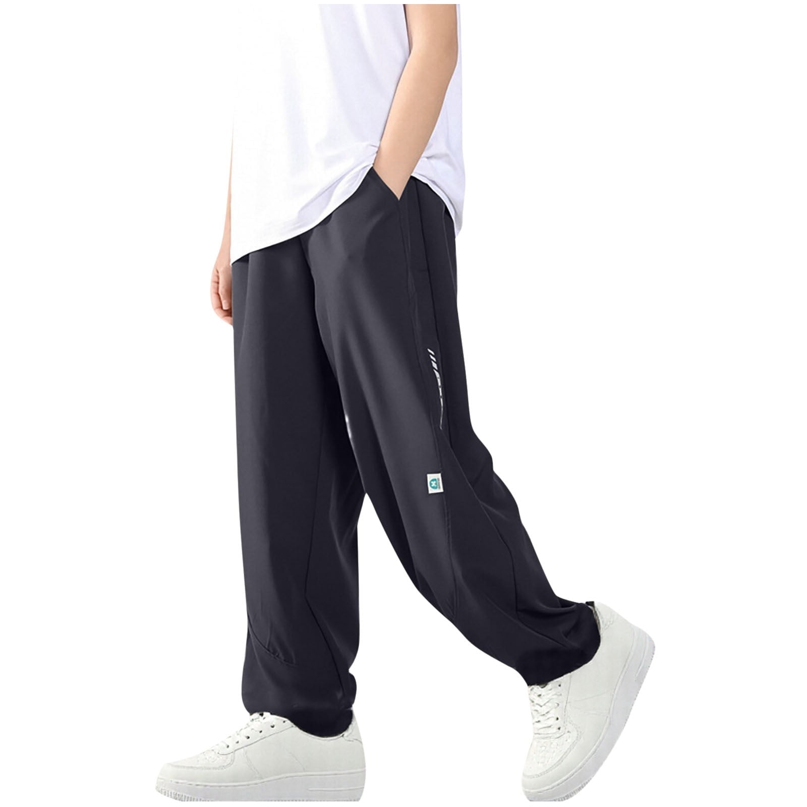 QQAMB Boys Pants Elastic Waisted Solid Color Straight Leg Mosquito ...