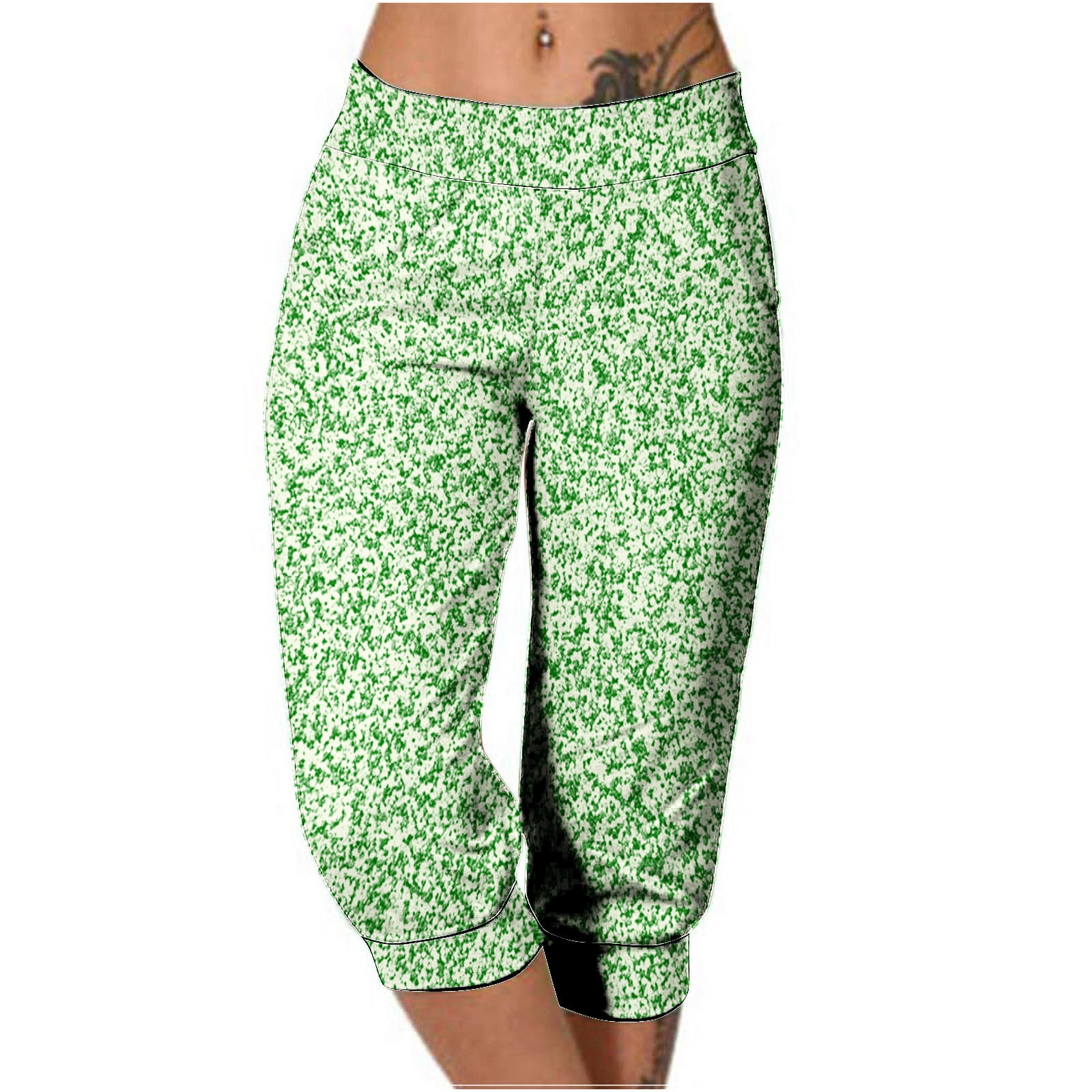 DeHolifer Capri Pants for Women Floral Print Adjustable Drawstring ...