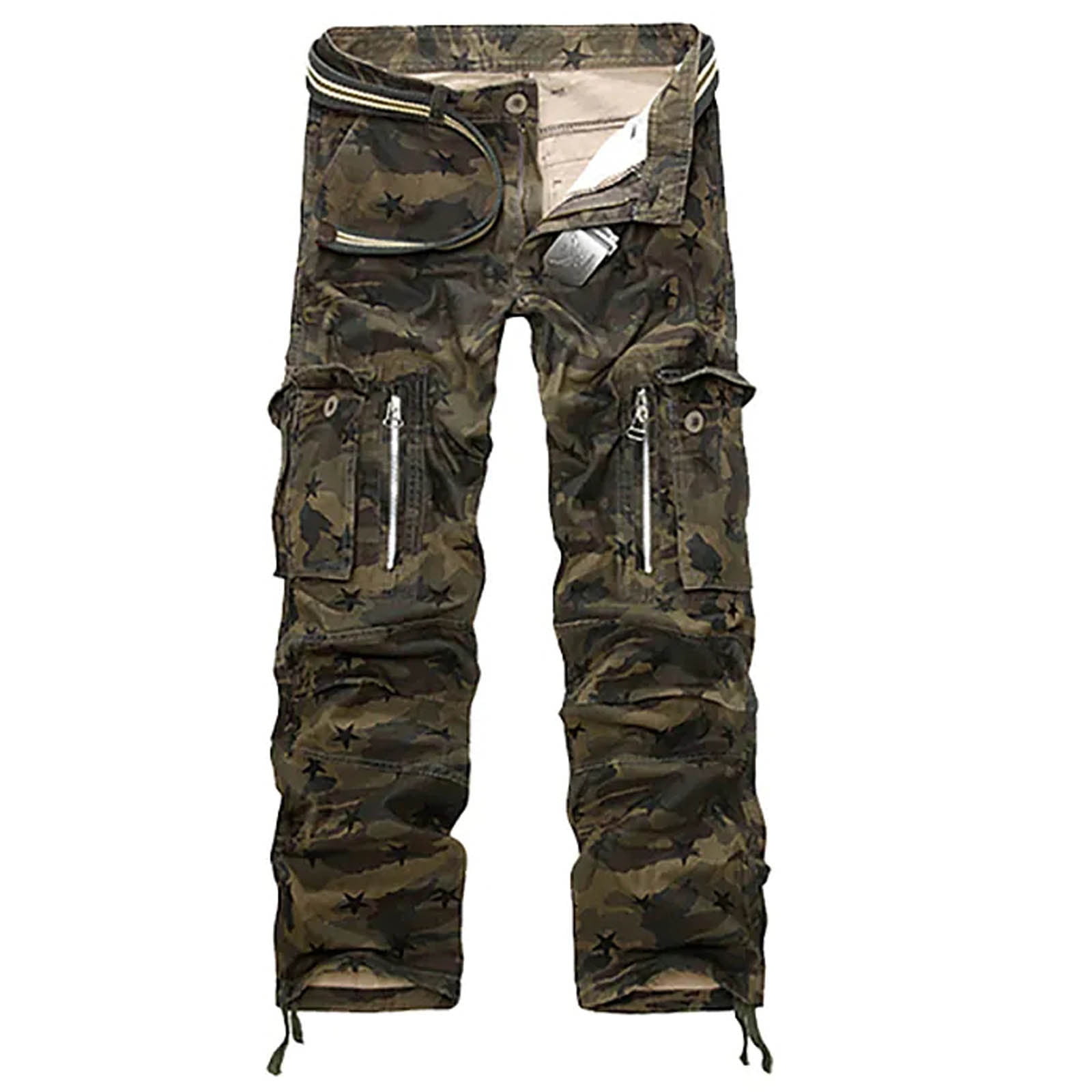 DeHolifer Cargo Pants for Men High Waist with Multi-Pocket Camouflage ...