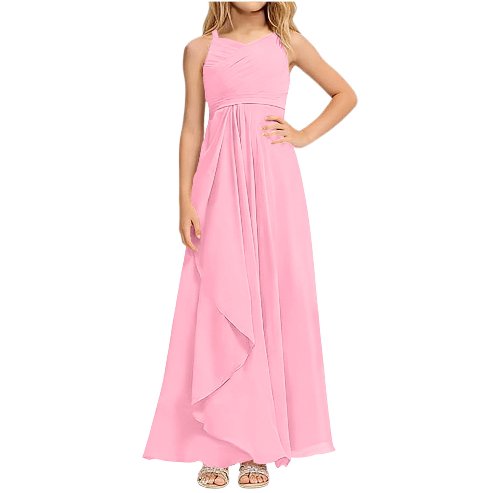 DeHolifer Girls A-Line Dress Junior Bridesmaid Flower Girl Flowy ...