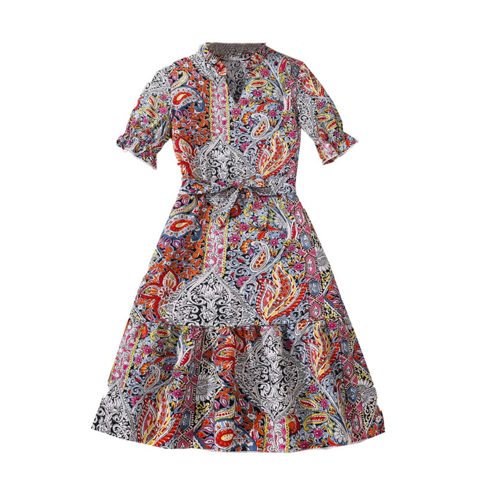 DeHolifer Girls Dresses Summer Trendy Floral Printed Short Sleeve ...