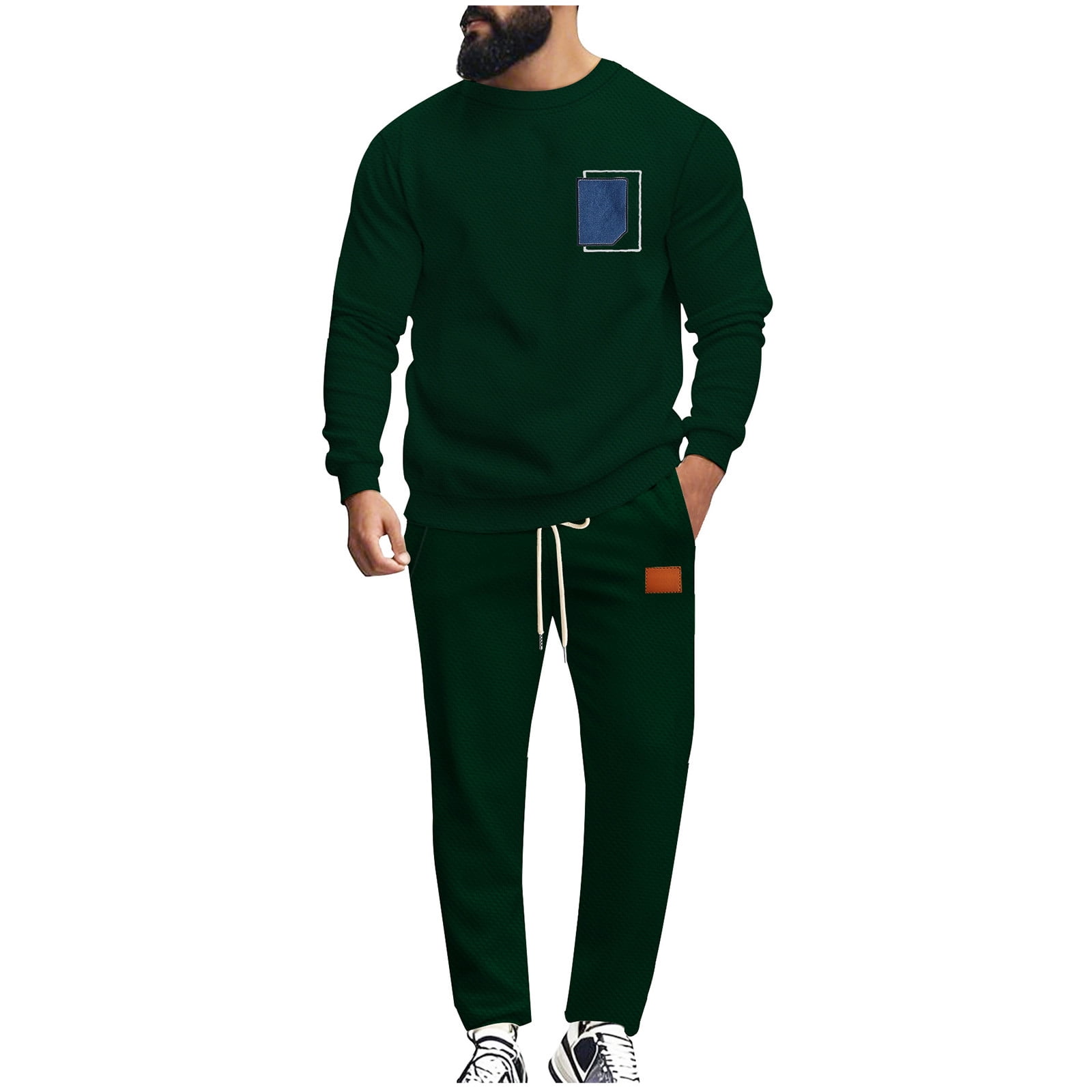 DeHolifer Men's 2 Piece Outfit Casual Tracksuit Patchwork Athletic ...