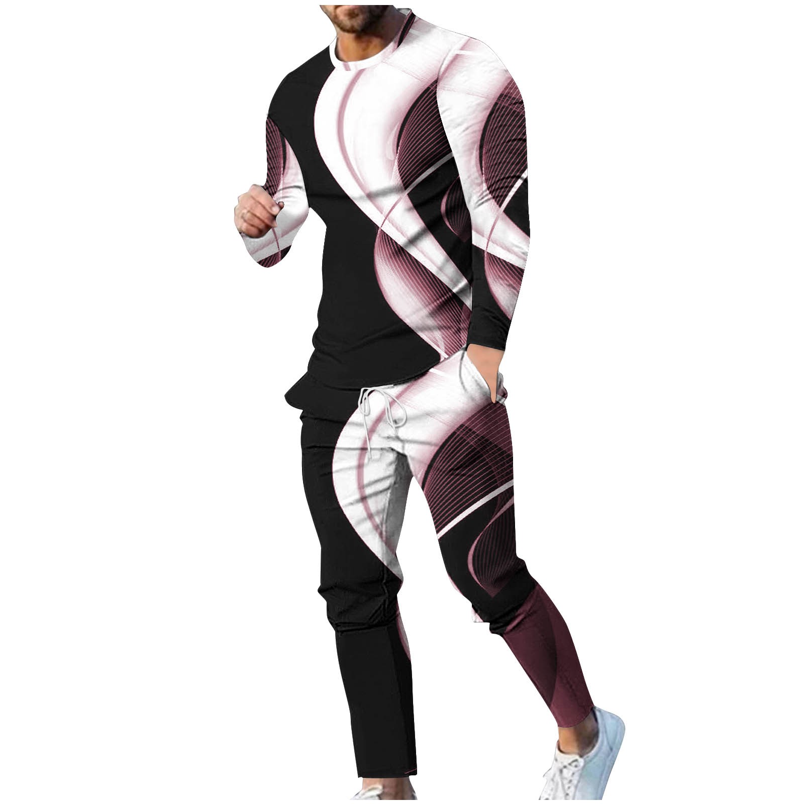 DeHolifer Men's 2 Piece Sets Outfits Plus Size Crewneck Light Pritned ...