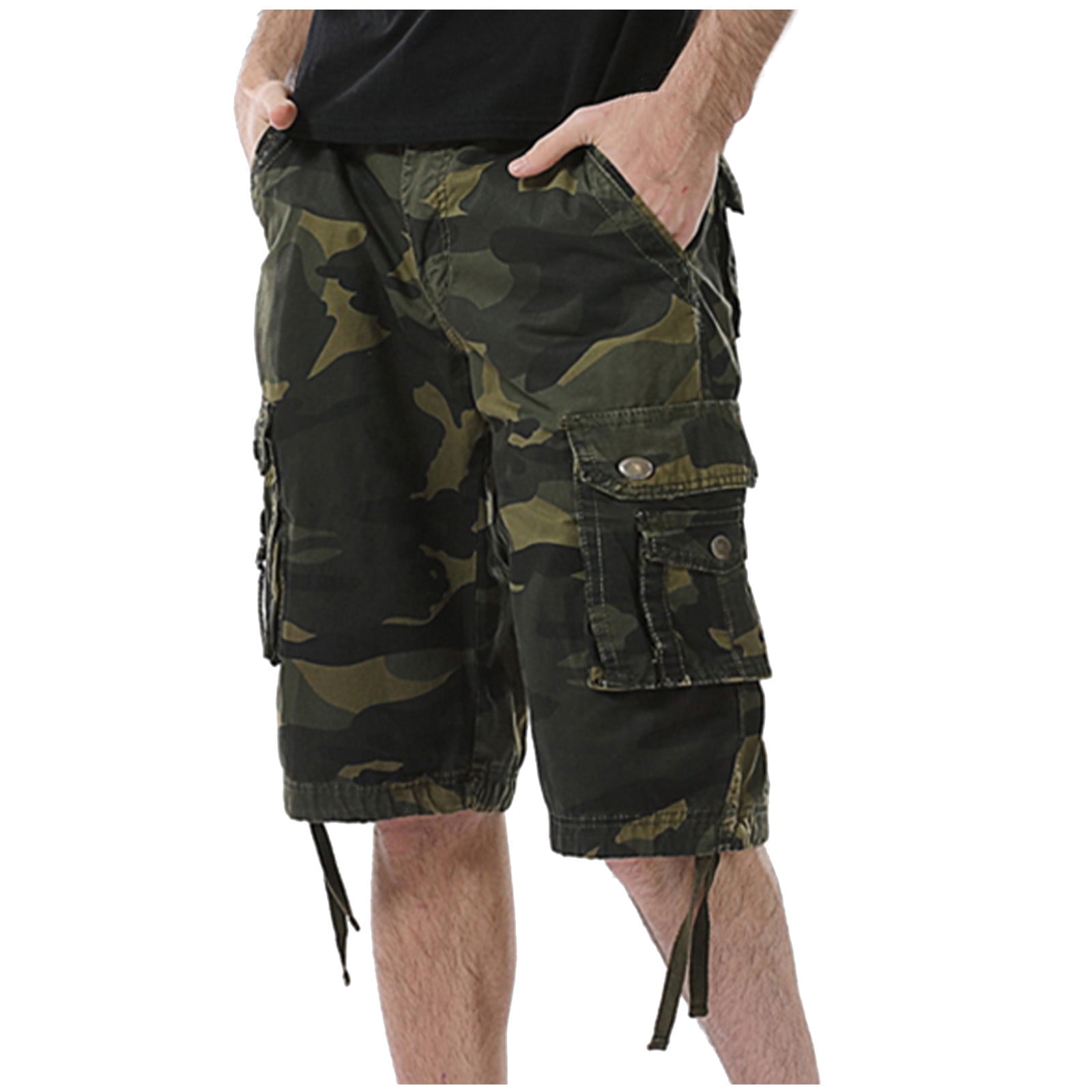 DeHolifer Men's Camo Cargo Shorts Cotton Relaxed Fit Multi-Pocket ...