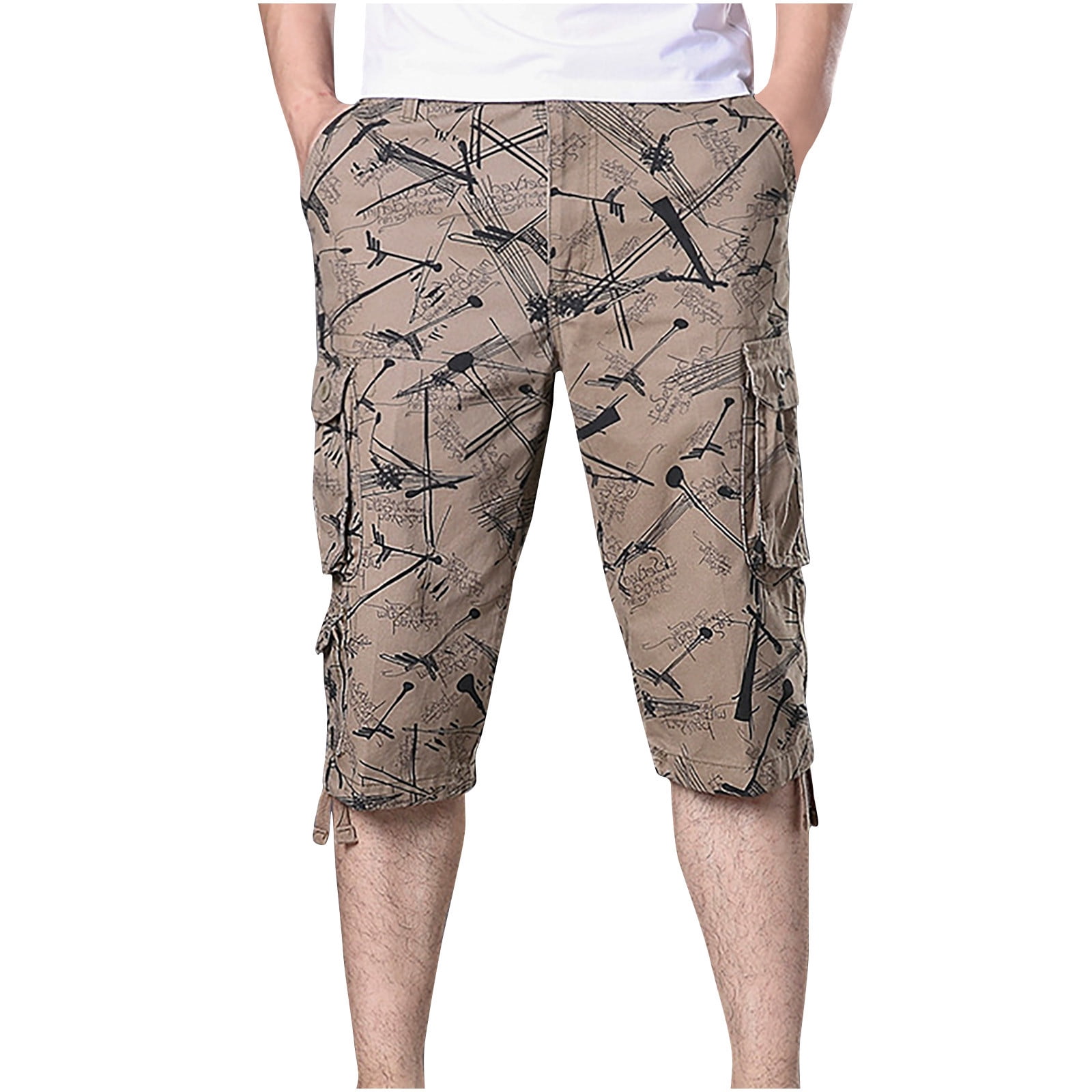 DeHolifer Men's Capri Cargo Shorts Casual Hiking Military Tactical ...