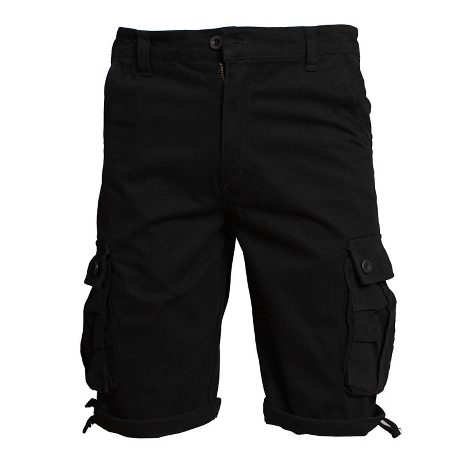 Deholifer Mens Cargo Shorts Elastic Waist Zipper Relaxed Fit Cotton