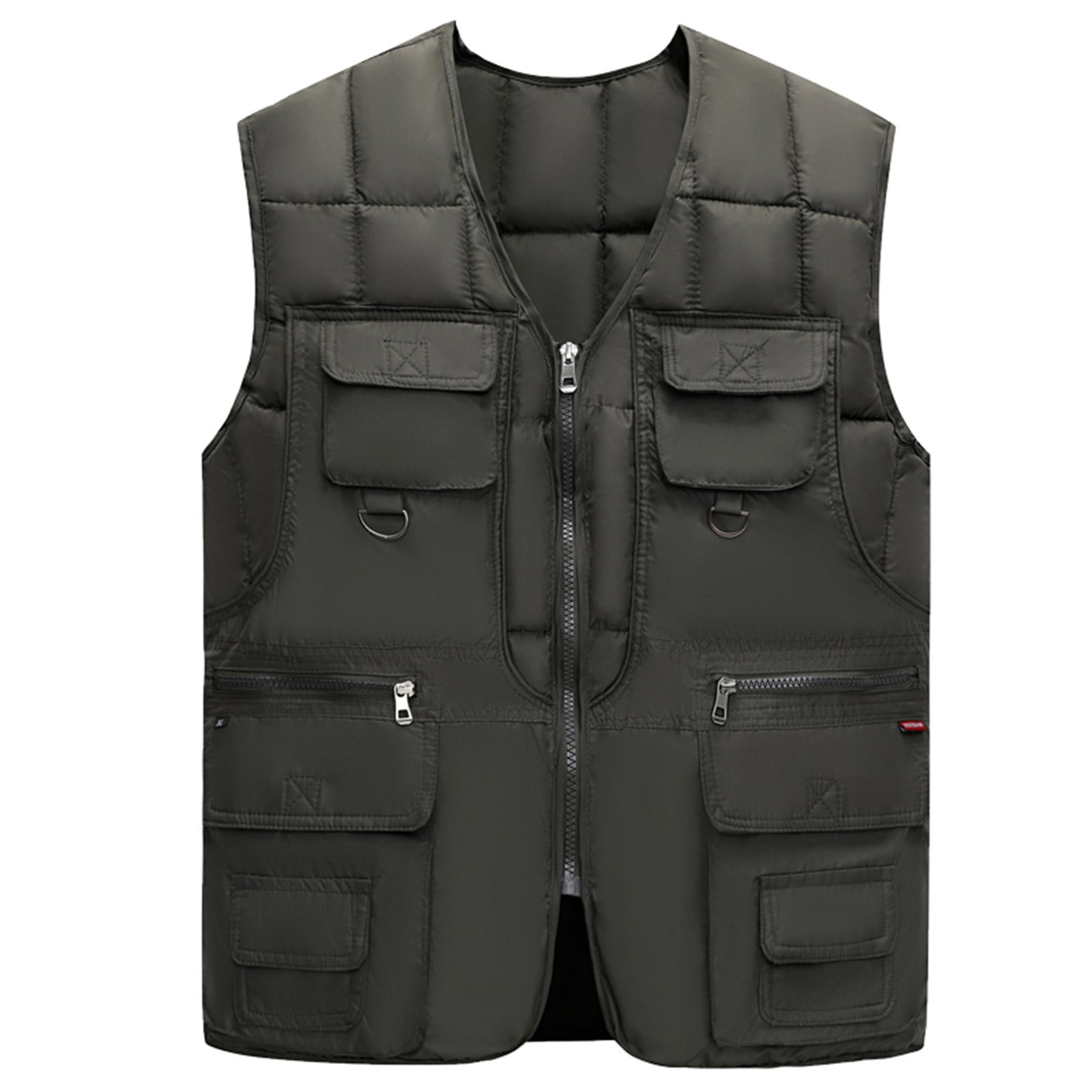 Deholifer Mens Outdoor Vest Multi Pockets V Neck Vests Work Safari