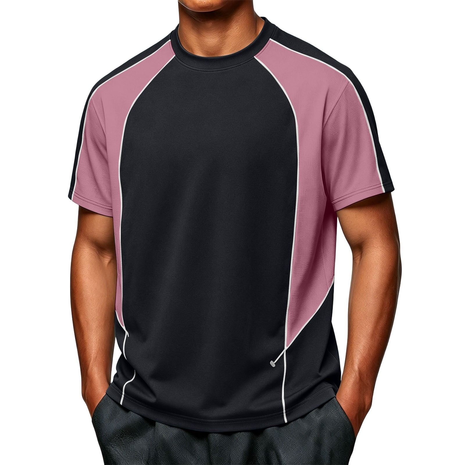 DeHolifer Men's T-Shirts Color Block Crewneck Short Sleeve Summer ...