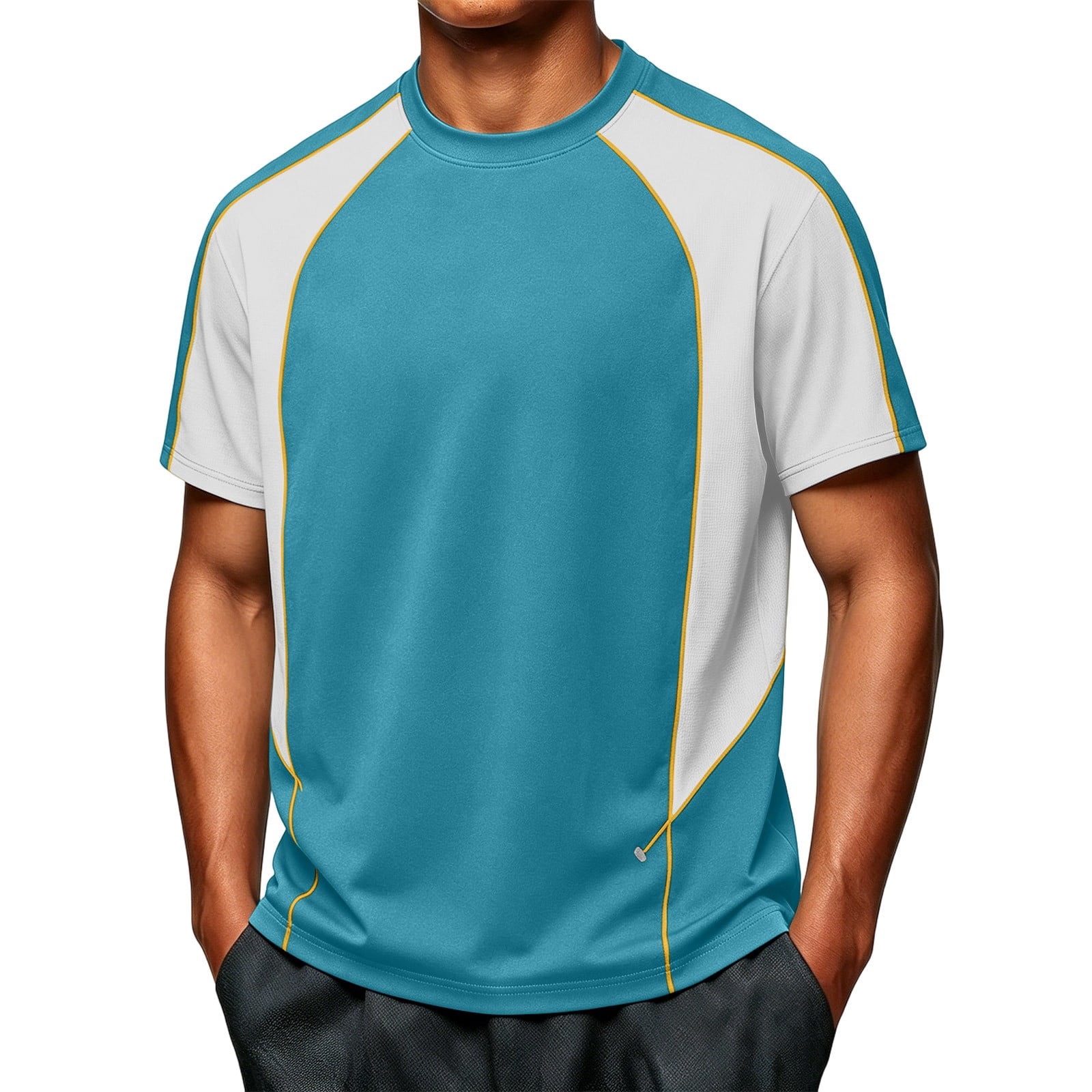 DeHolifer Men's T-Shirts Color Block Crewneck Short Sleeve Summer ...