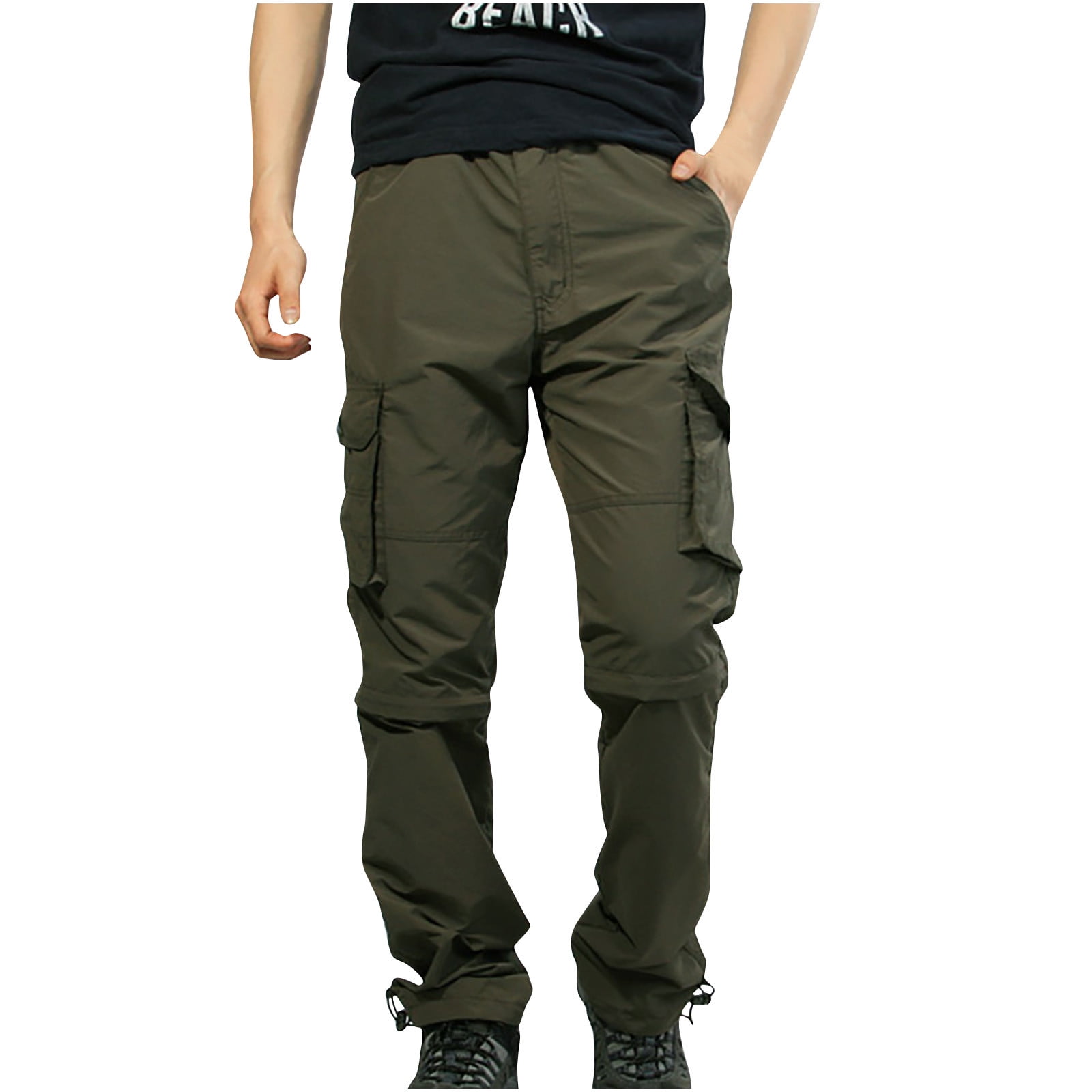 DeHolifer Mens Detachable Cargo Pants Multi Pocket Outdoor Sports ...
