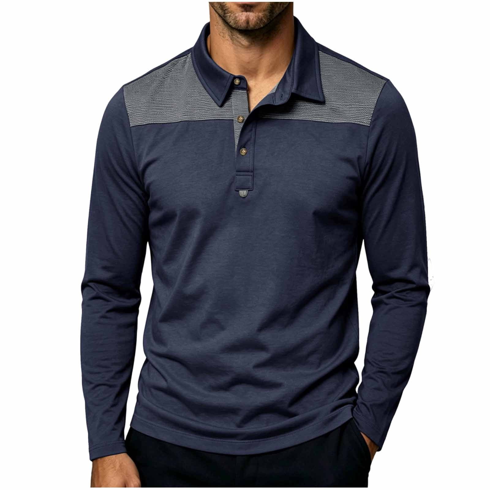 DeHolifer Mens Shirts Plus Size Solid Color Long Sleeve Casual Button ...