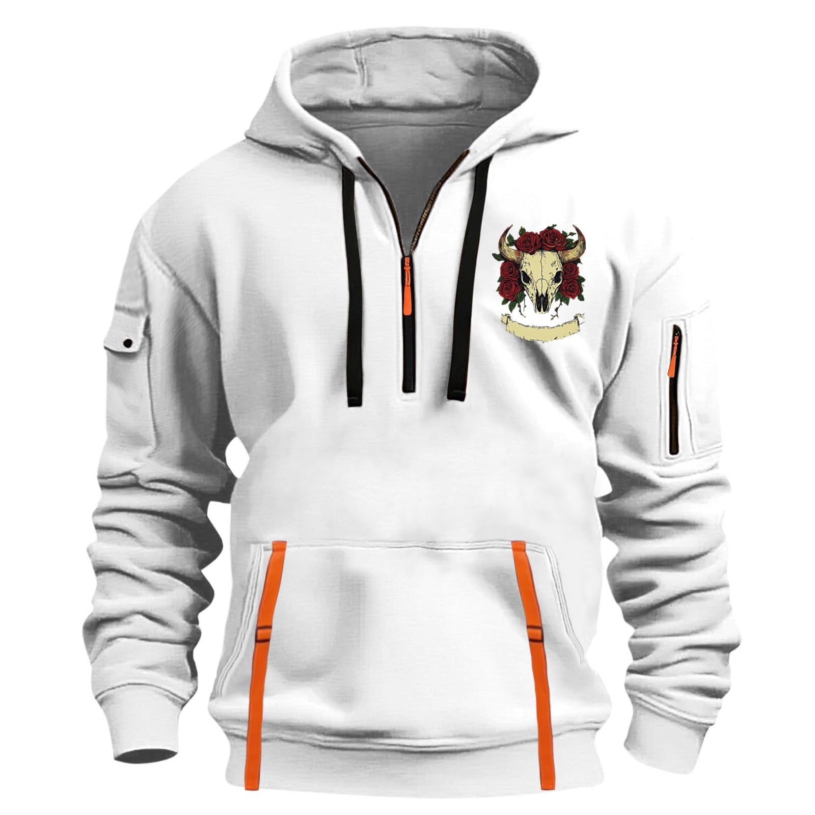 DeHolifer Mens Sweatshirts Plus Size Half Zipper Retro Printed Crewneck ...