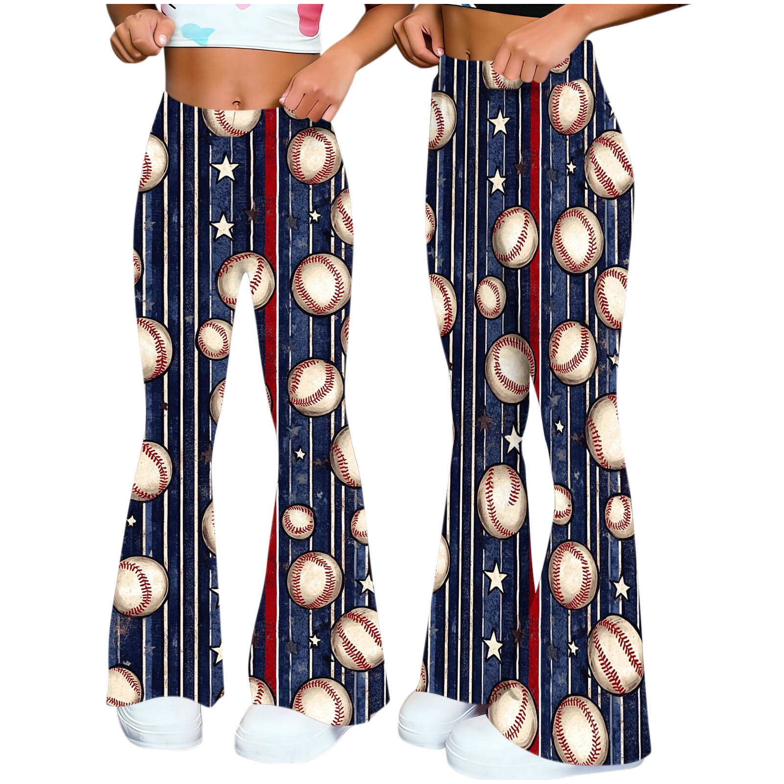 DeHolifer Pants for Women Sport Gym Yoga Football Flared Wide Leg ...