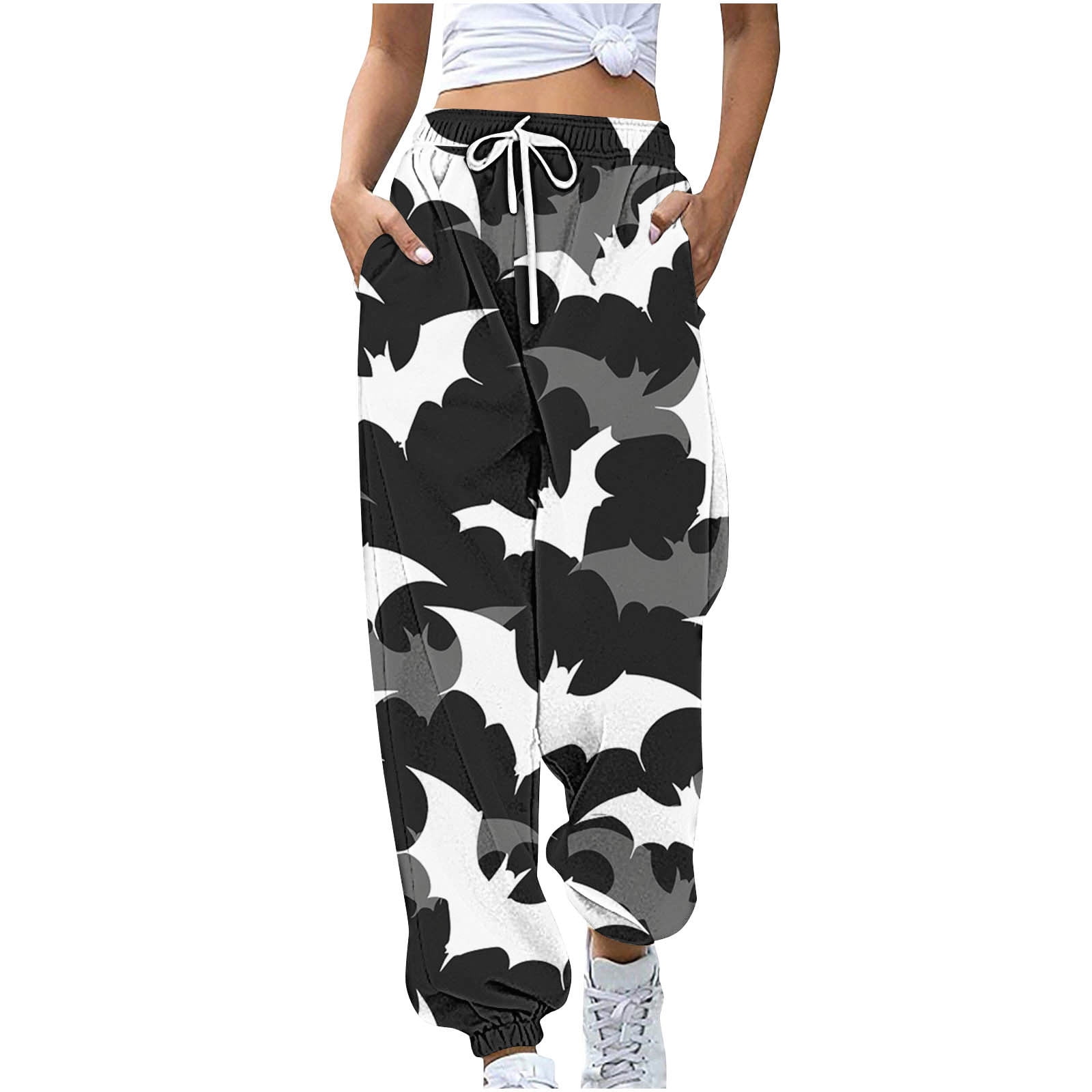 DeHolifer Sweatpants For Women Halloween Pumpkin Ghost Graphic Printed ...