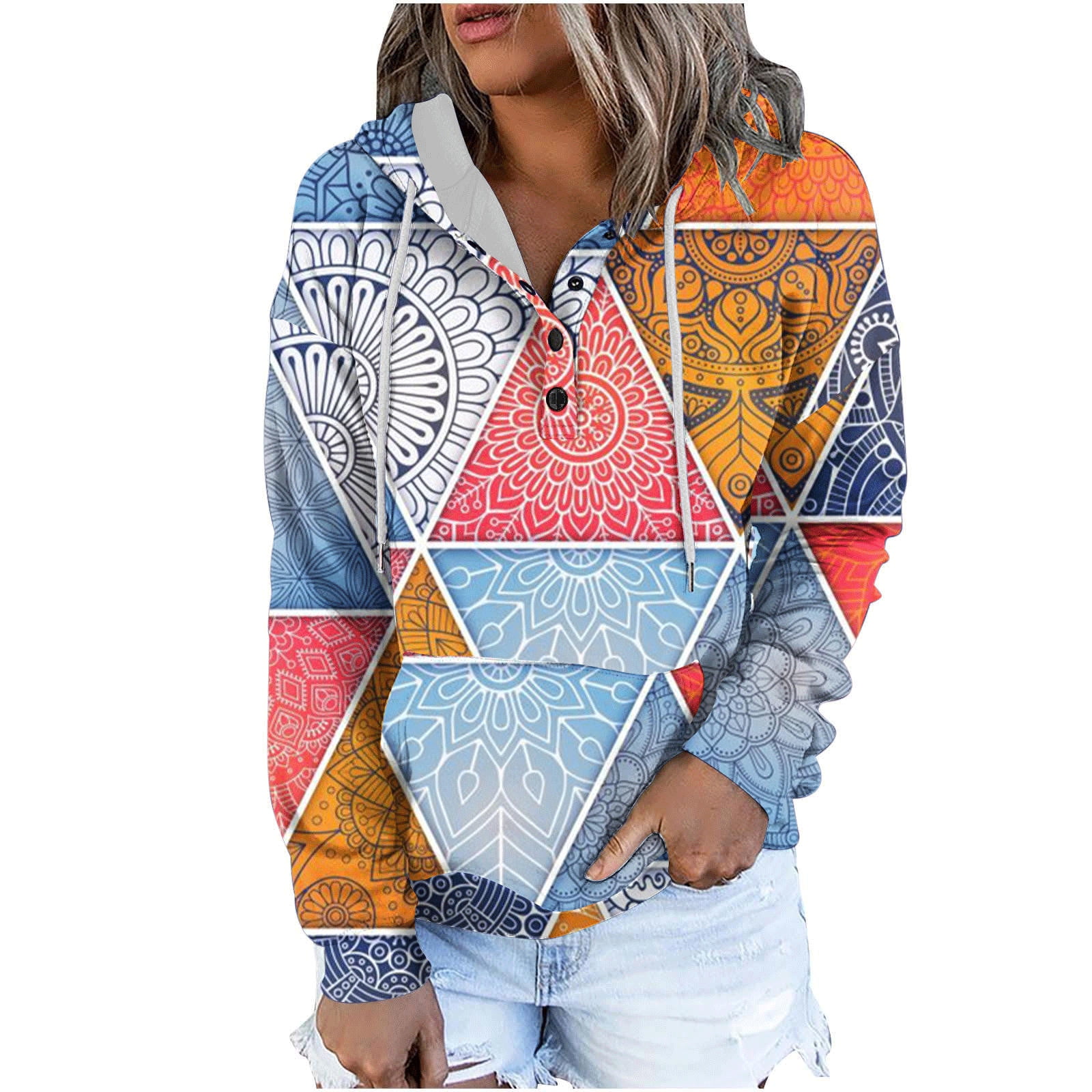 Deholifer Sweatshirts For Women Aztec Hoodies Western Ethnic Style