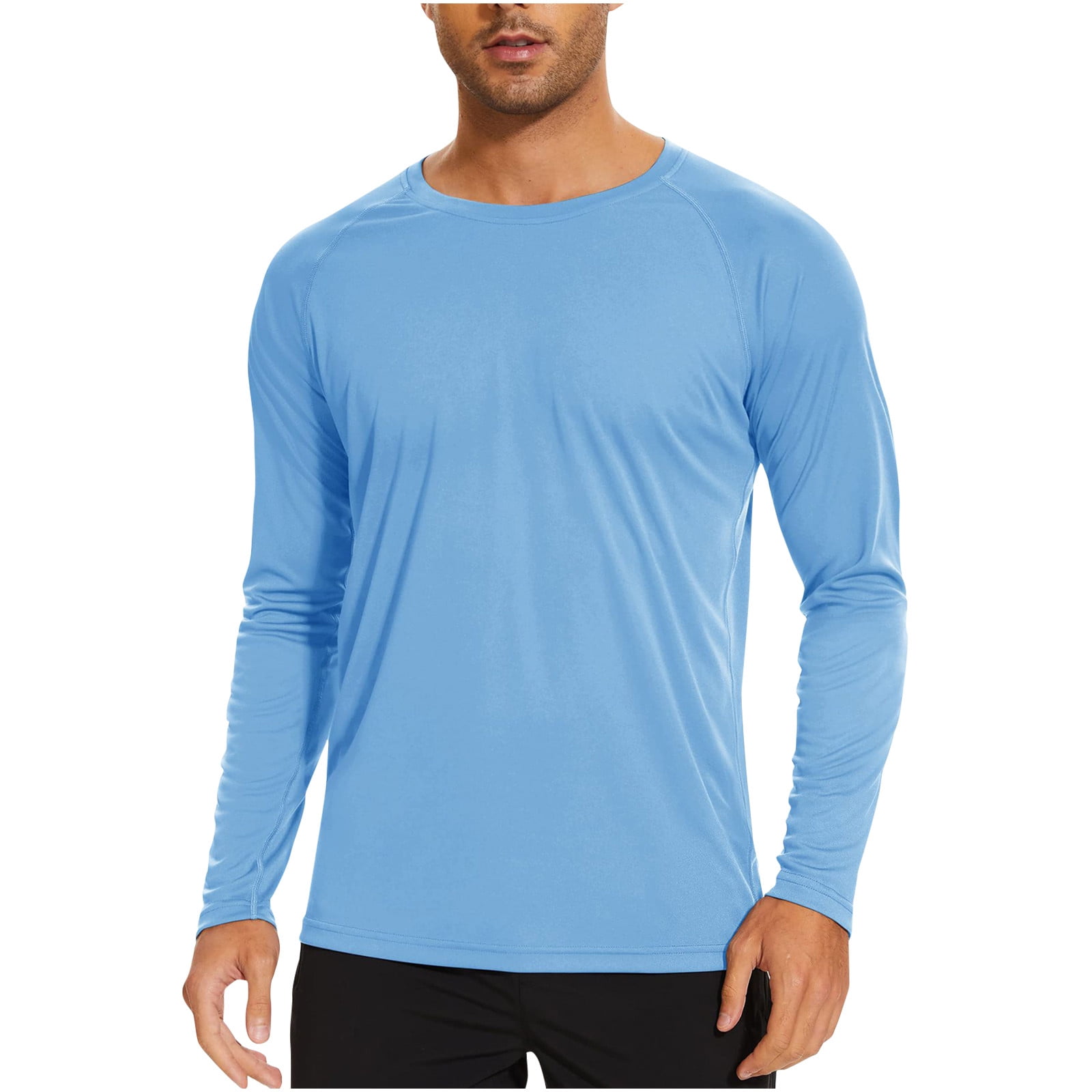 DeHolifer T-Shirts for Men Plus Size Crewneck Solid Color Long Sleeve ...
