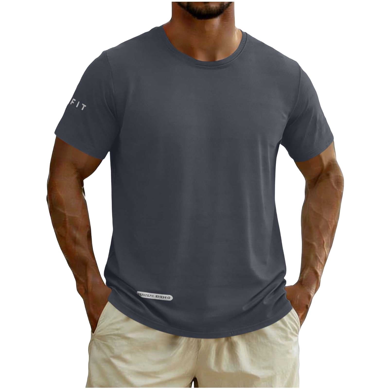 DeHolifer T-Shirts for Men Solid Color Crewneck Casual Loose Summer ...