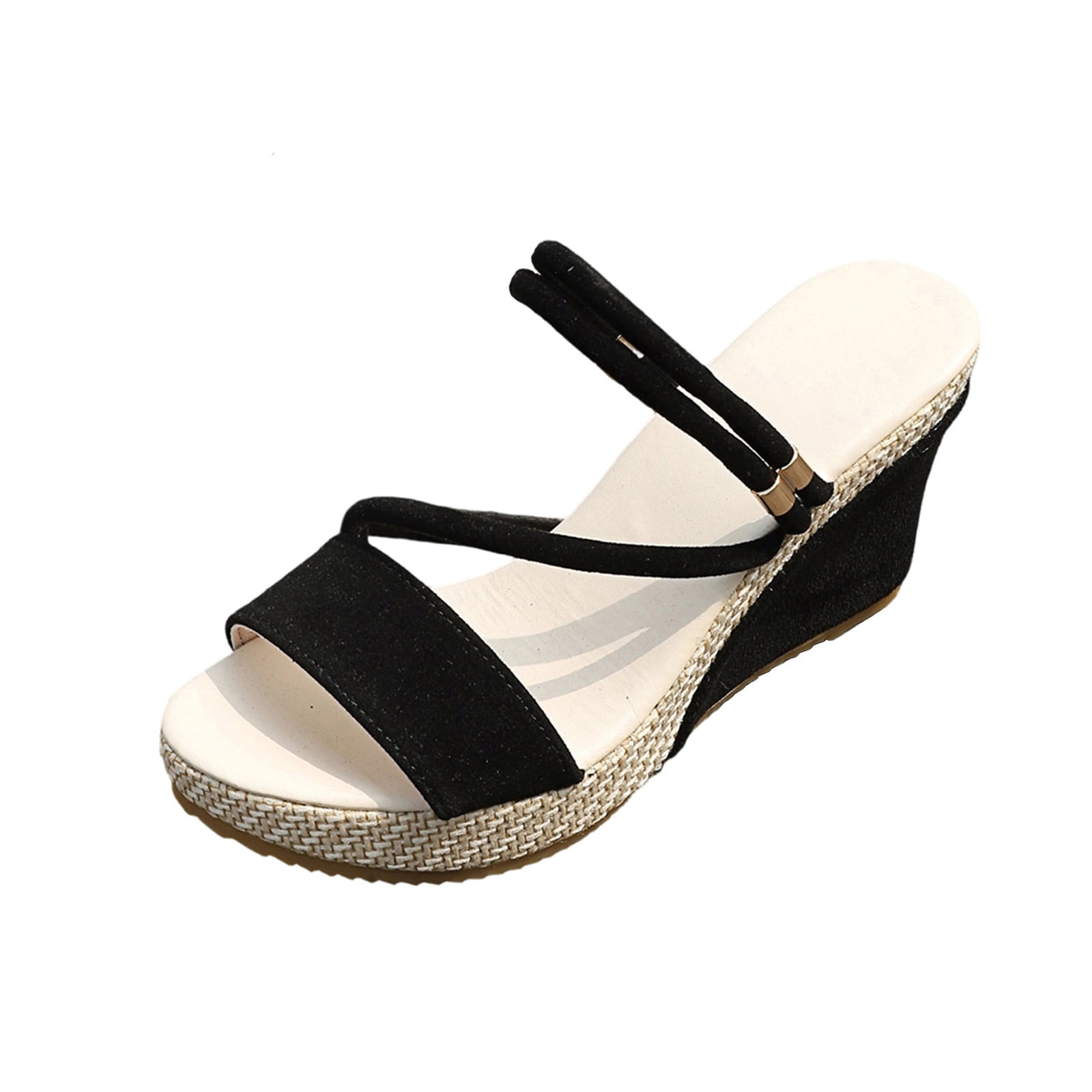DeHolifer Wedge Sandals for Women Ankle Buckle Flat Wedge Heels Cross ...