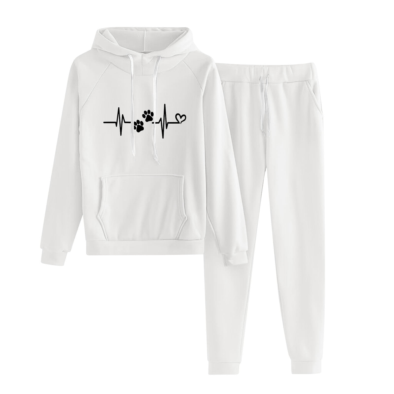 DeHolifer Women 2 Piece Sweatsuit Outfits Sets ECG Printed Drawstring ...