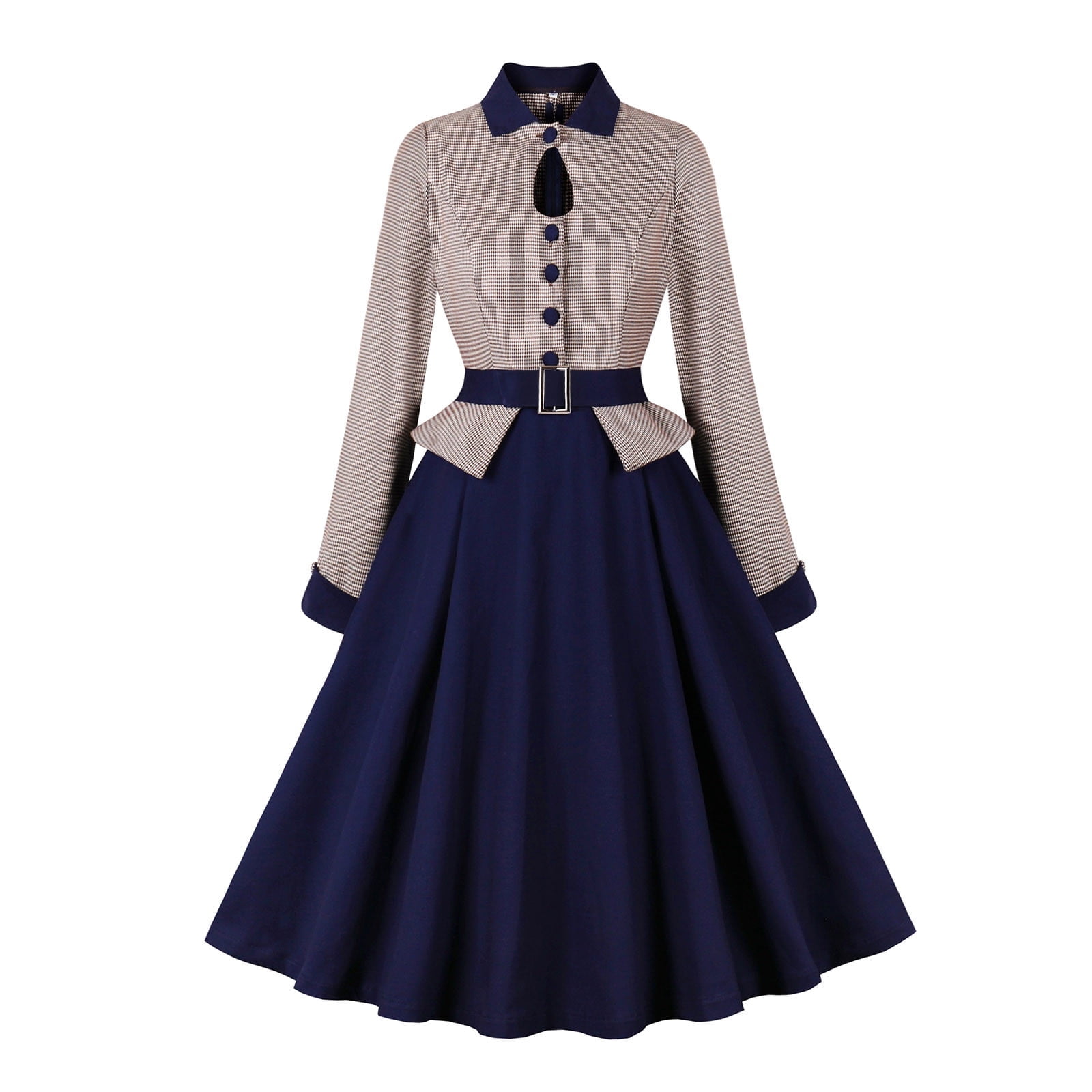 DeHolifer Women Dresses 1950s Vintage Audrey Hepburn Style Cocktail ...