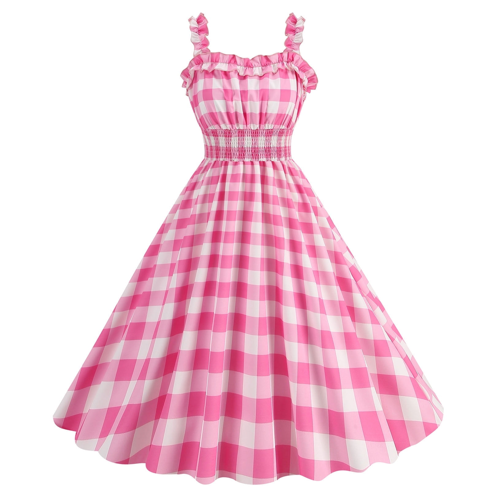 DeHolifer Women Dresses Vintage 1950s Pink Dot Sleeveless A-Line ...