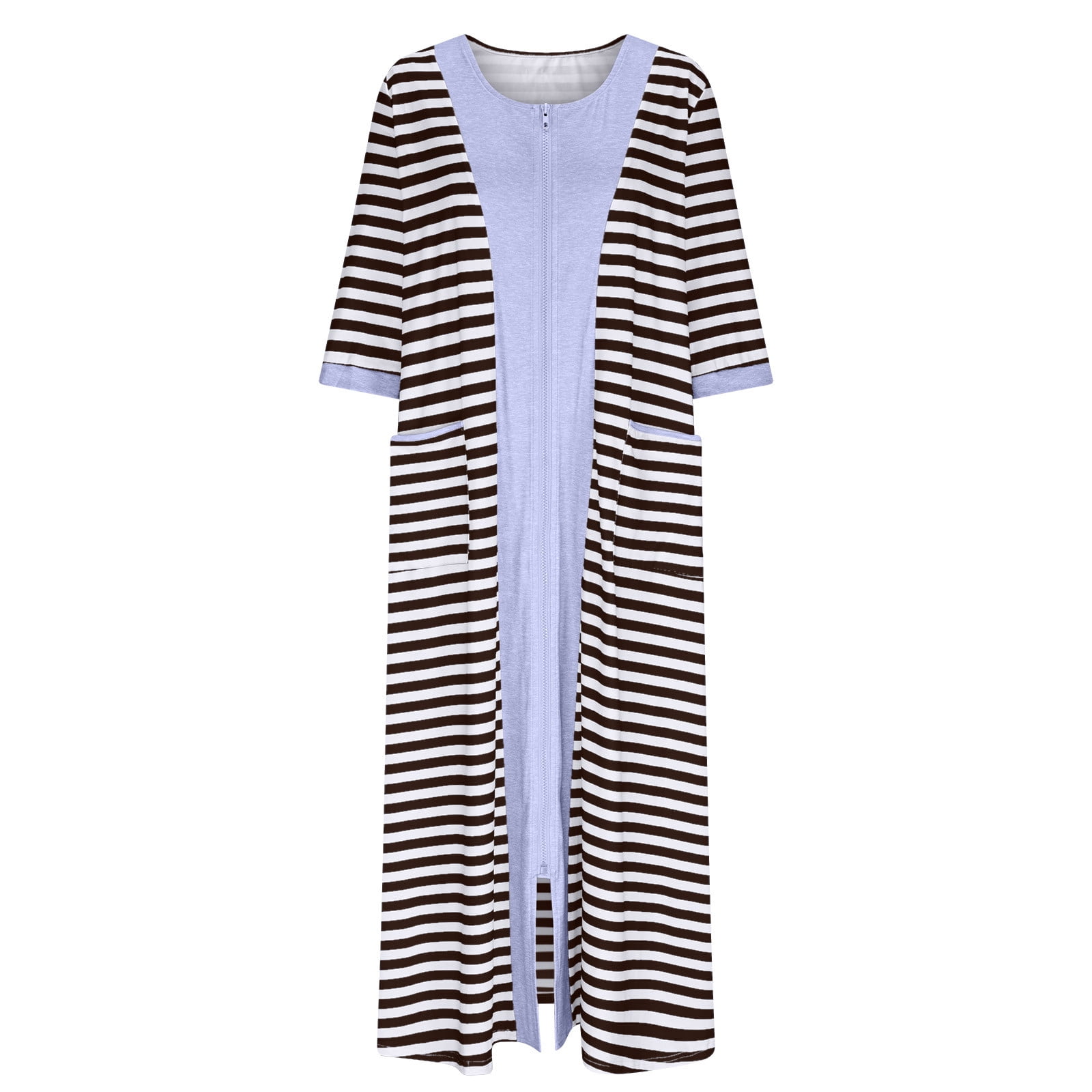 DeHolifer Women Nightshirt Short Sleeve Zip Front Nightgowns Full ...