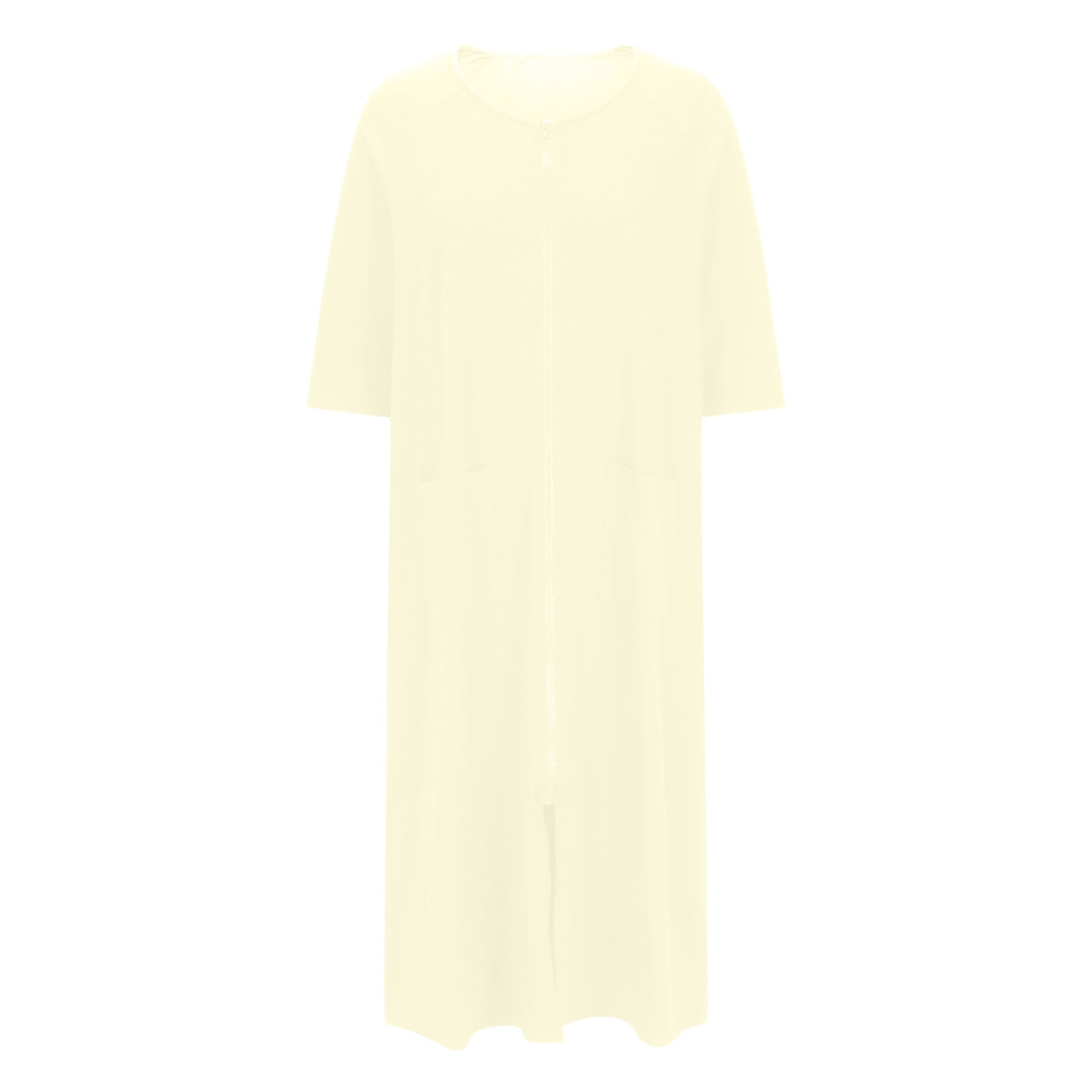 DeHolifer Women Zipper Robe Solid Color 3/4 Sleeve Duster Housecoat ...