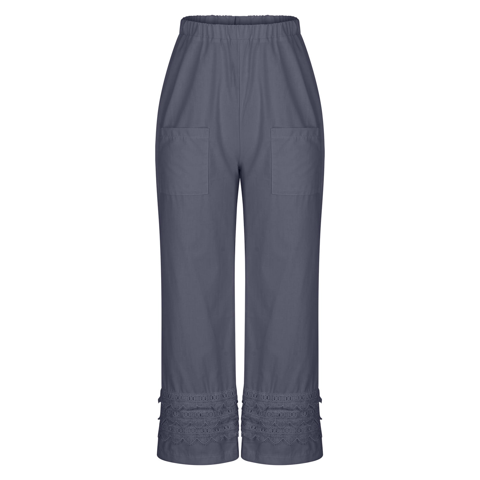 DeHolifer Women's Cotton Linen Pants Casual Loose Wide Leg Cozy Pants ...