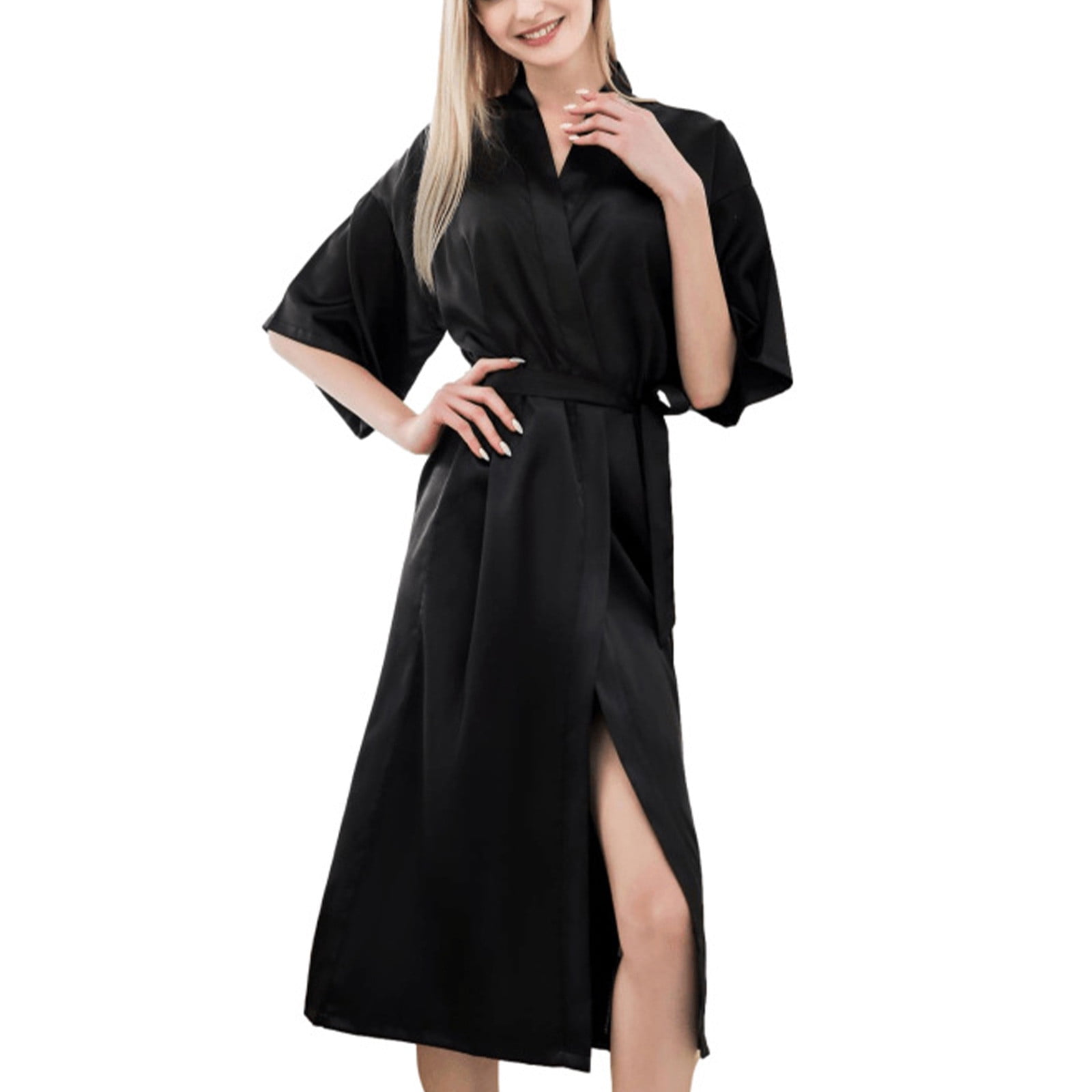 DeHolifer Women's Dresses Pajamas Half Sleeve V Neck Pure Short Silky ...