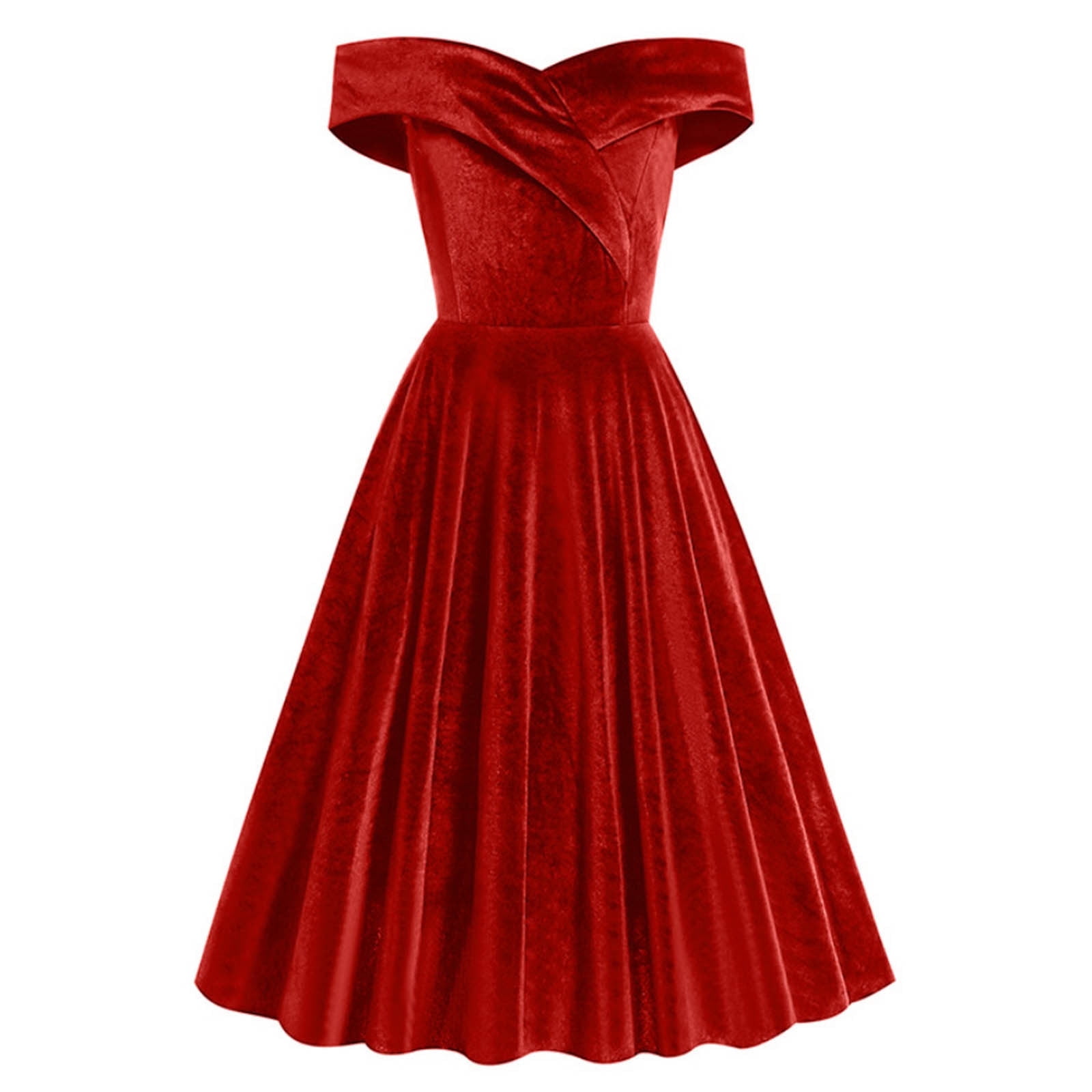DeHolifer Women's Dresses Short Sleeve Stamped Velvet Vintage Gown ...
