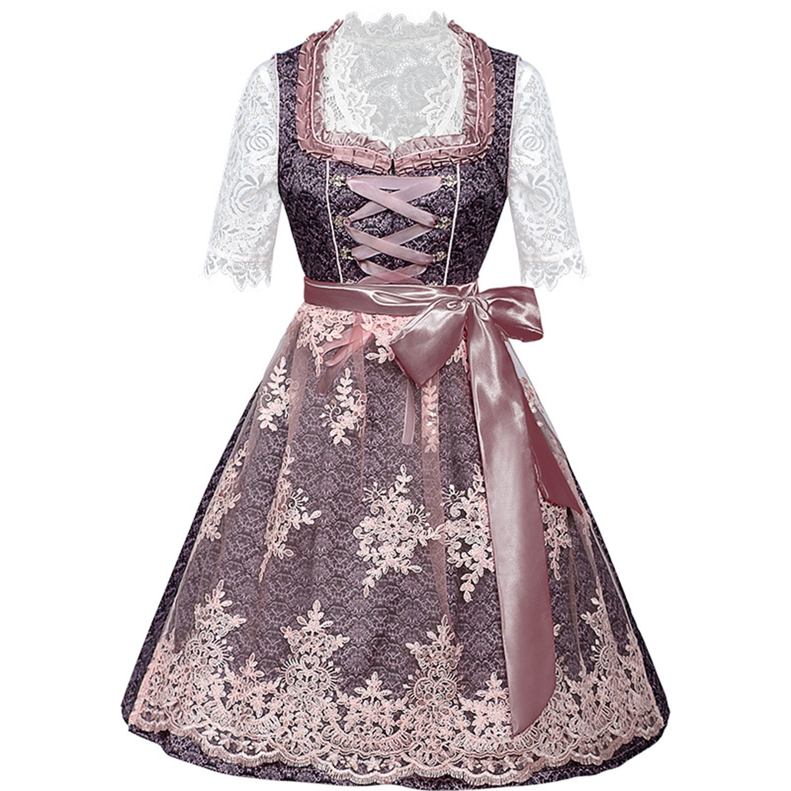 DeHolifer Women's German Dirndl Dress Traditional Costumes for ...
