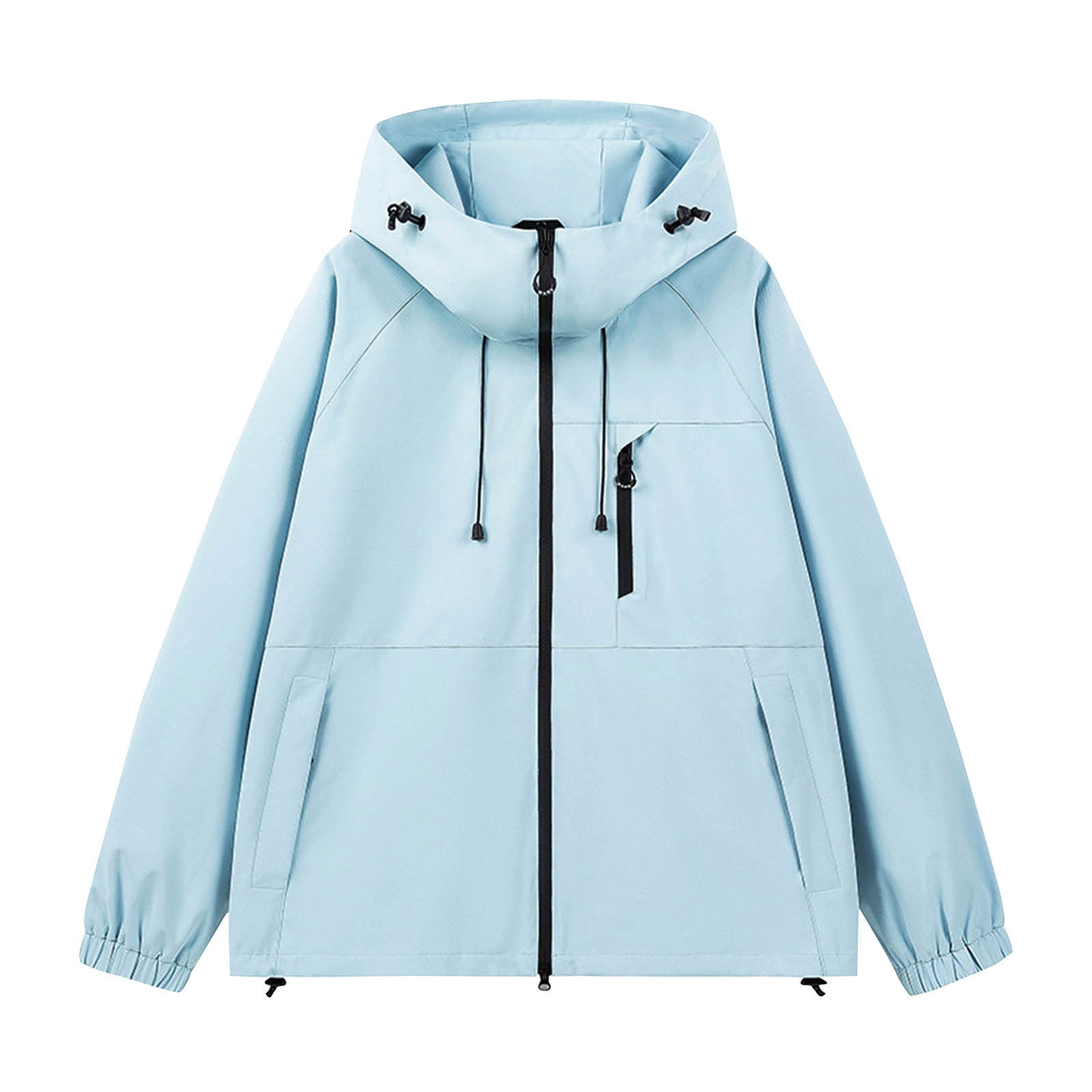 DeHolifer Women's Jackets Casual Long Sleeve Solid Color Zipper ...