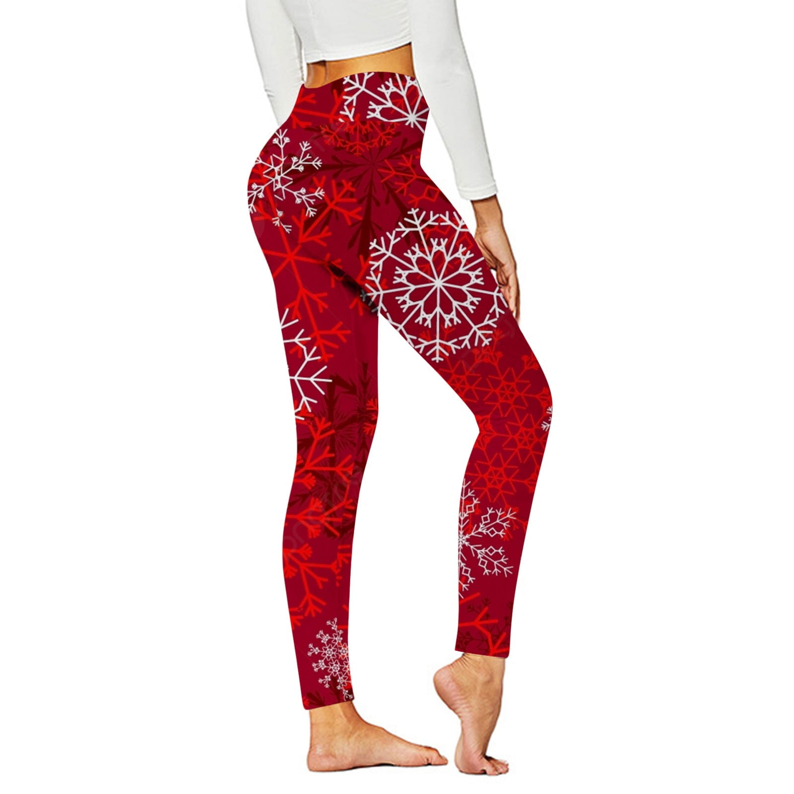 DeHolifer Women's Leggings Christmas Printed High Waist Tummy Control ...