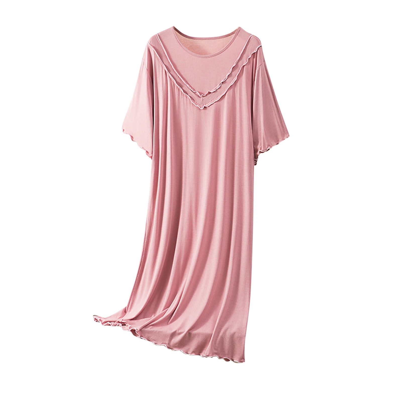 DeHolifer Women's Nightgown Plus Size Modal Comfy Sleepwear Pleated ...