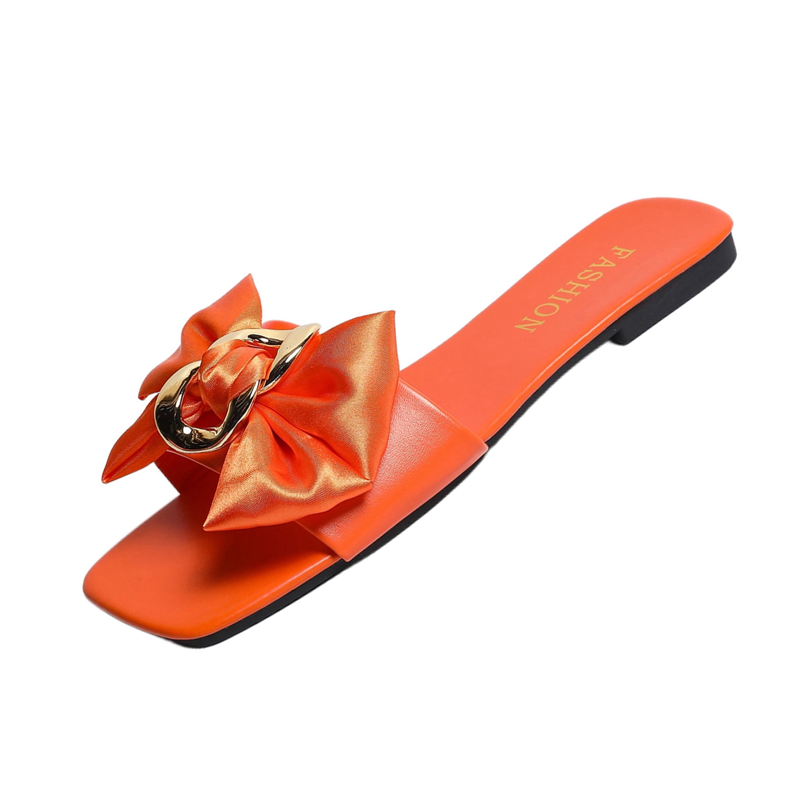 DeHolifer Women's Sandals Square Open Toe Flowers Slip On Wide Sole ...