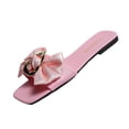 DeHolifer Women's Sandals Square Open Toe Flowers Slip On Wide Sole ...