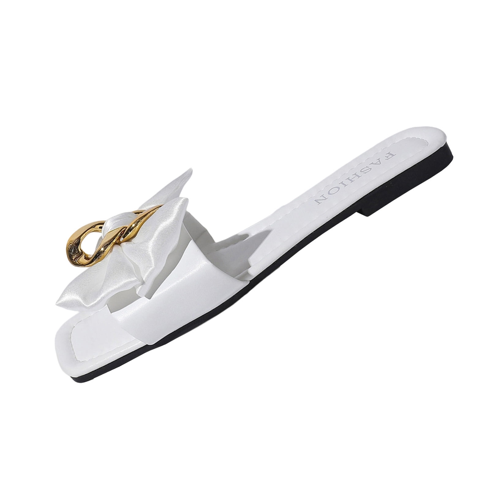DeHolifer Women's Sandals Square Open Toe Flowers Slip On Wide Sole ...