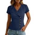 DeHolifer Women's T-Shirts Lapel Button Solid Color Short Sleeve Summer ...