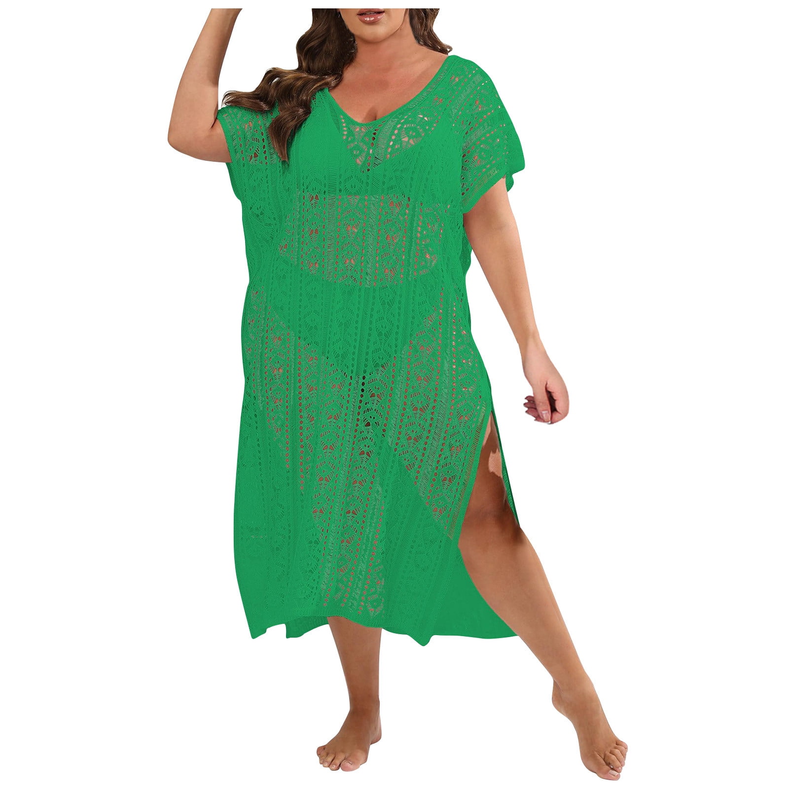 DeHolifer Womens Swimsuit Plus Size Cover Up Bathing Suit Crochet Swim ...