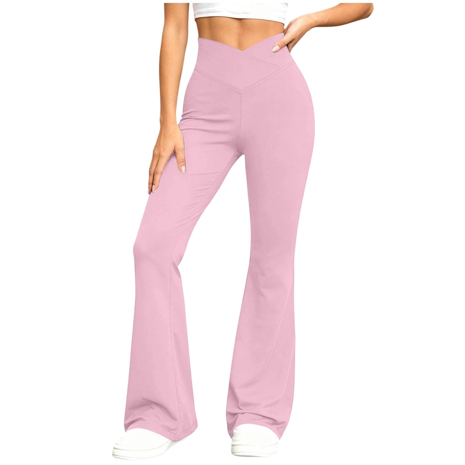 DeHolifer Womens Yoga Pants Seamless High Elastic Waisted Flare ...