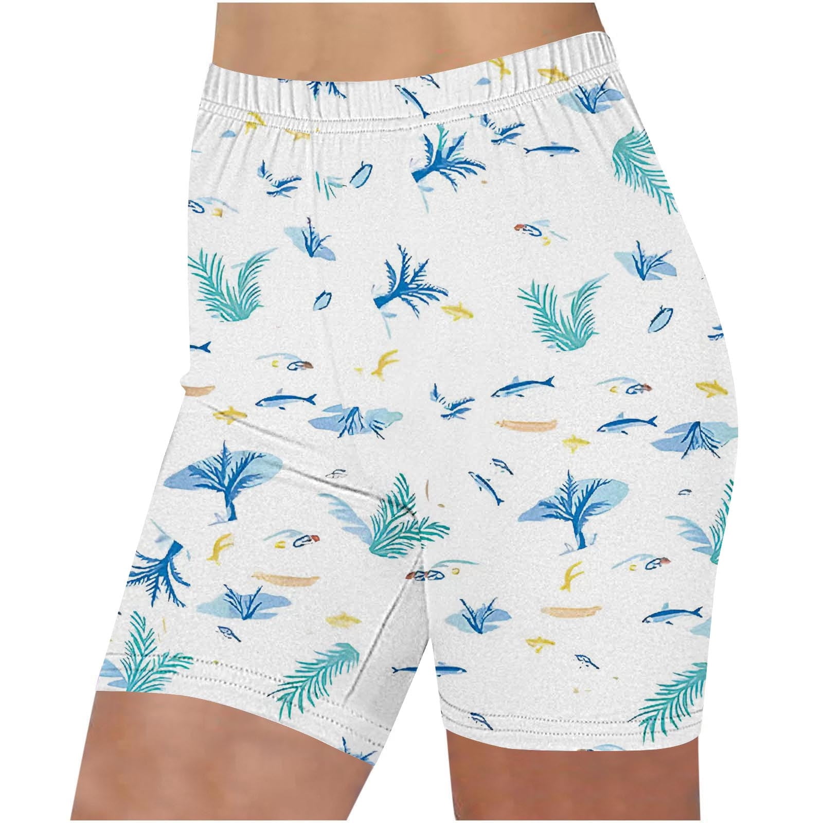 DeHolifer Womens Yoga Shorts High Waisted Tummy Control Cute Print Gym ...