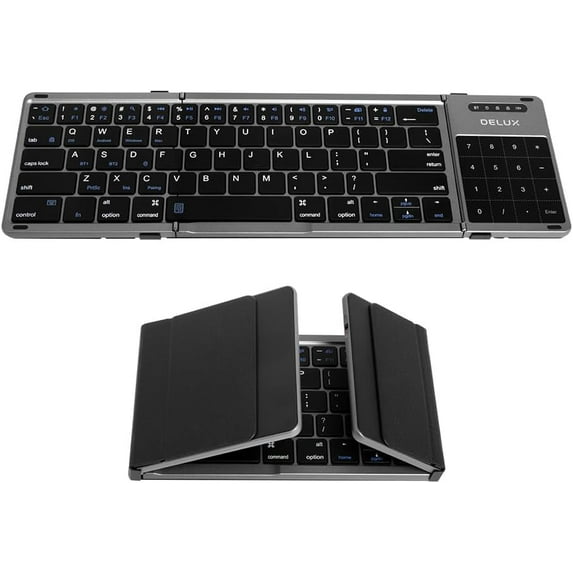 DeLUX Foldable Keyboard with Touchpad and Numeric Keypad, 2.4G Wireless ...
